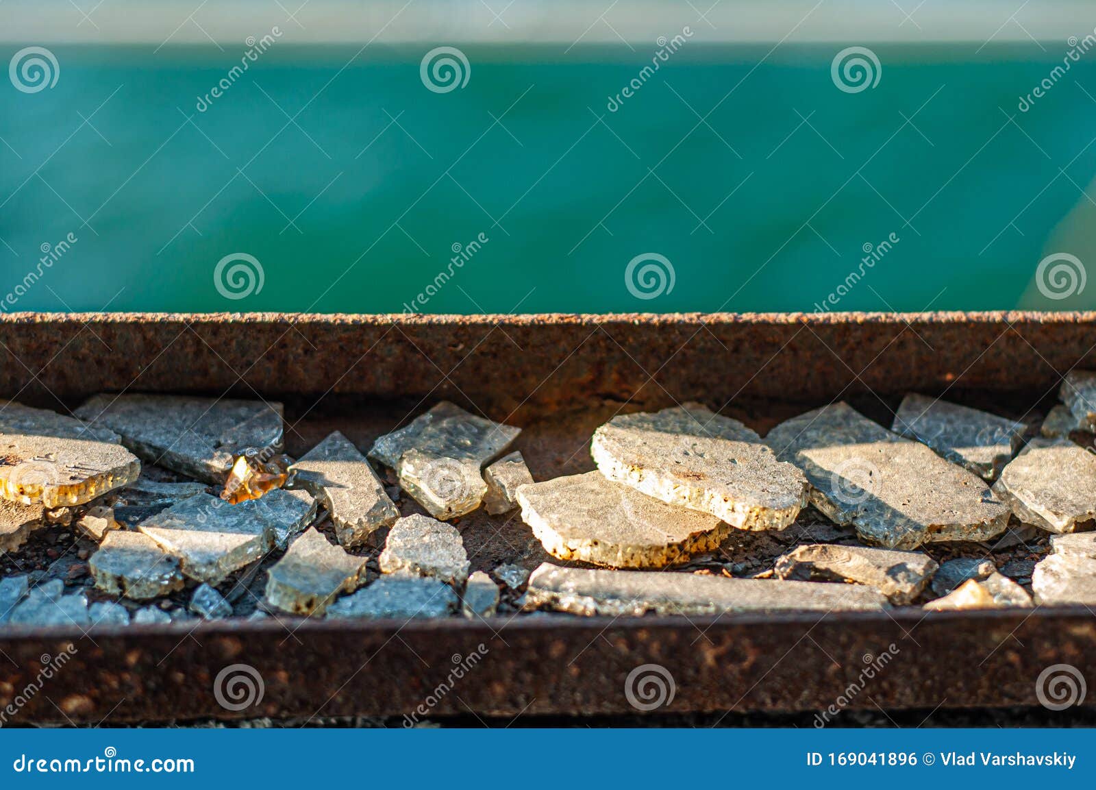 Shards of a Broken Window in a Fermented Burned Ship. a Ray of Sun on ...