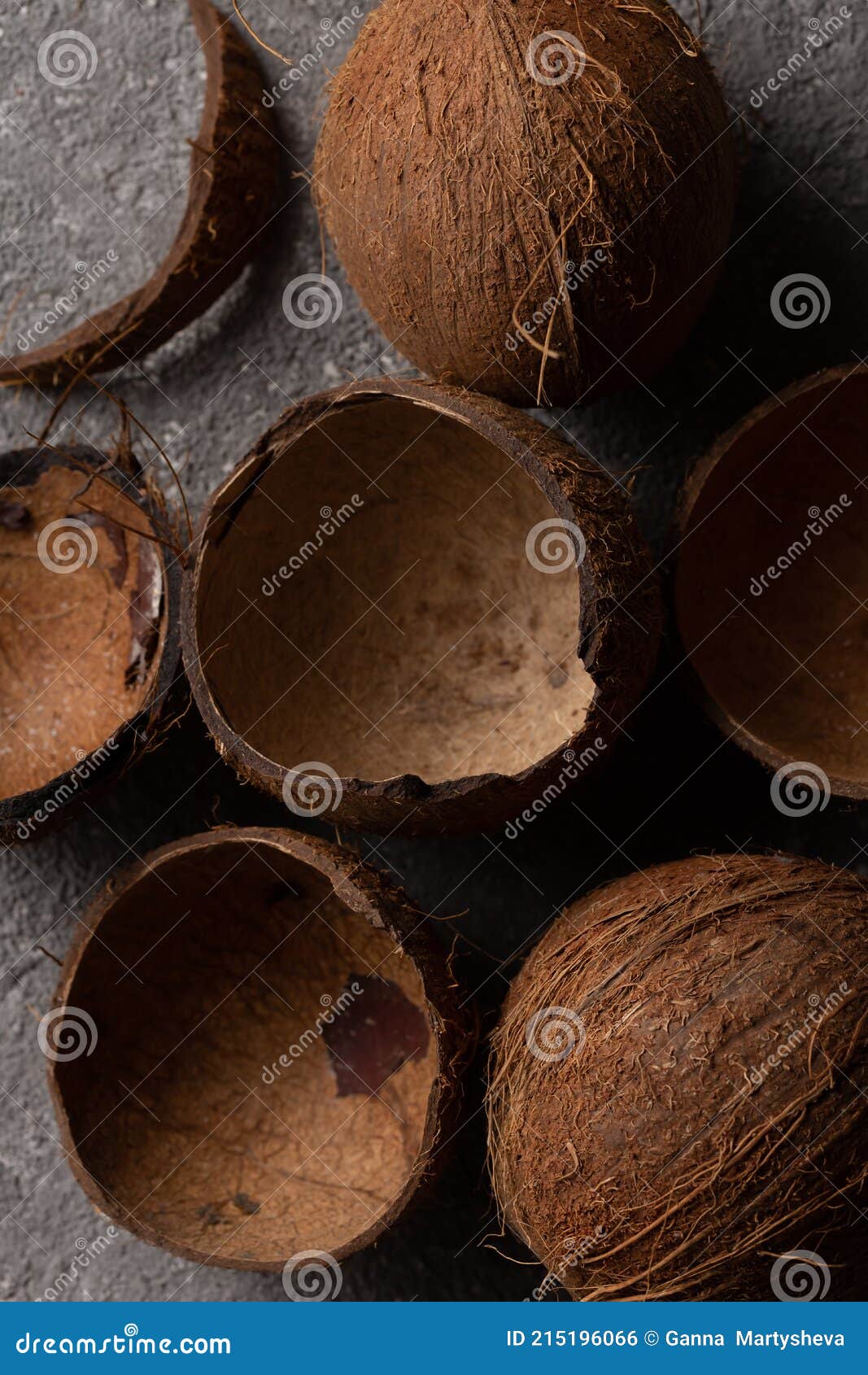Shards of Coconut on Gray Concrete Background Stock Photo - Image of ...