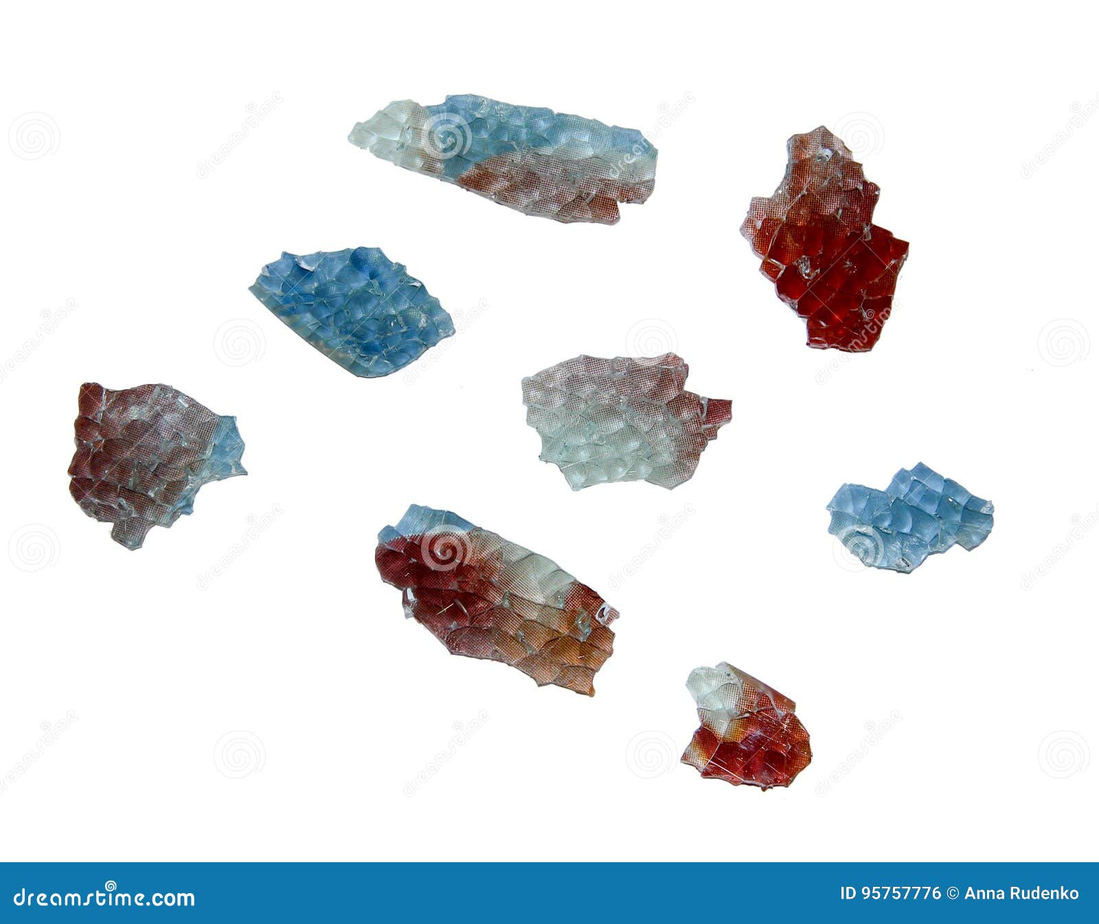 Shards of Colored Glass Isolated Stock Photo - Image of layer, emerald ...