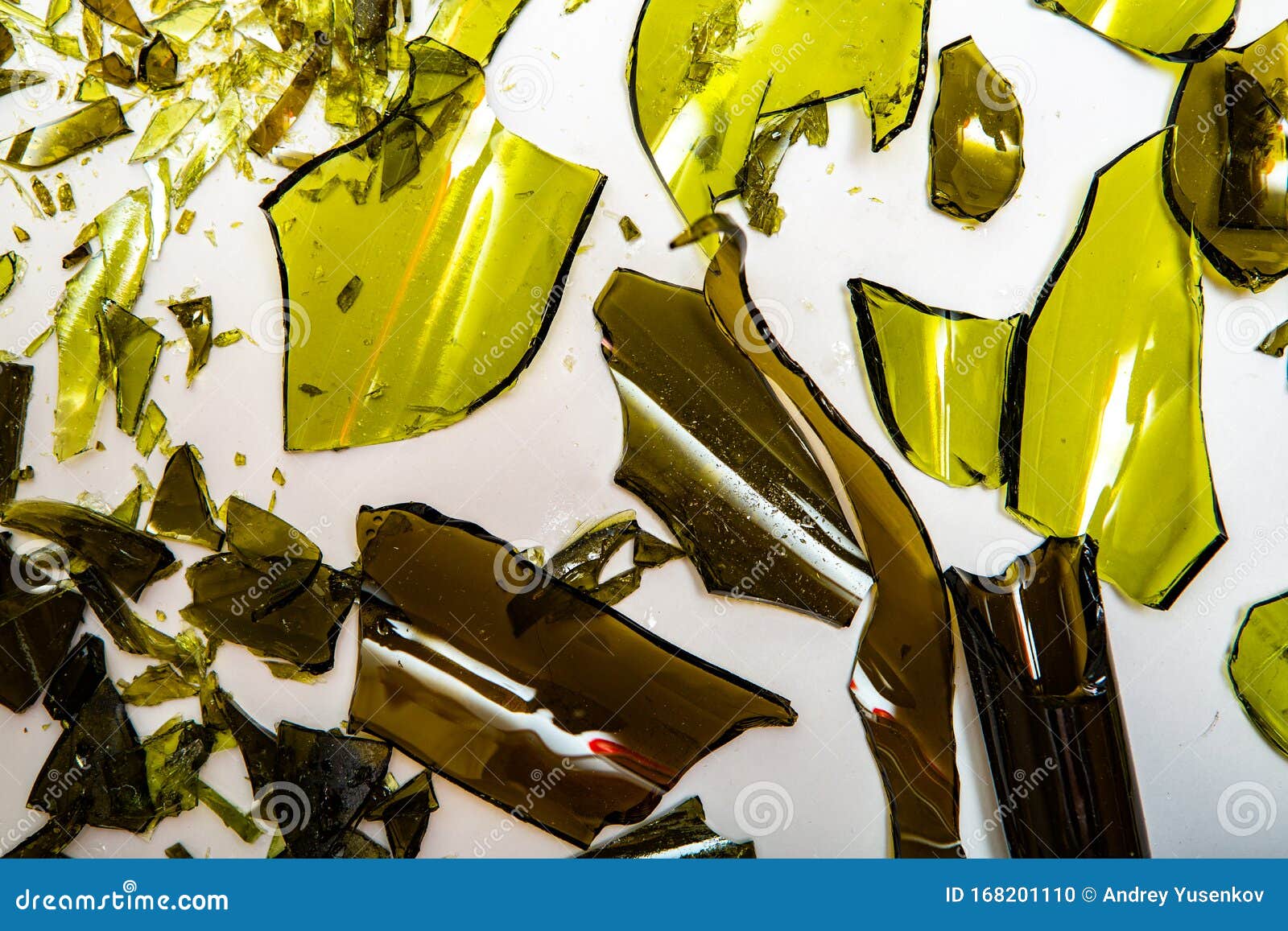 Broken Glass Wine Bottles on a White Background Stock Photo - Image of ...