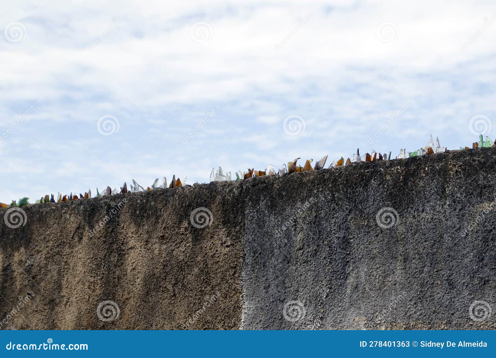 Shards of Glass on the Wall - Improvised Security Device Stock Image ...