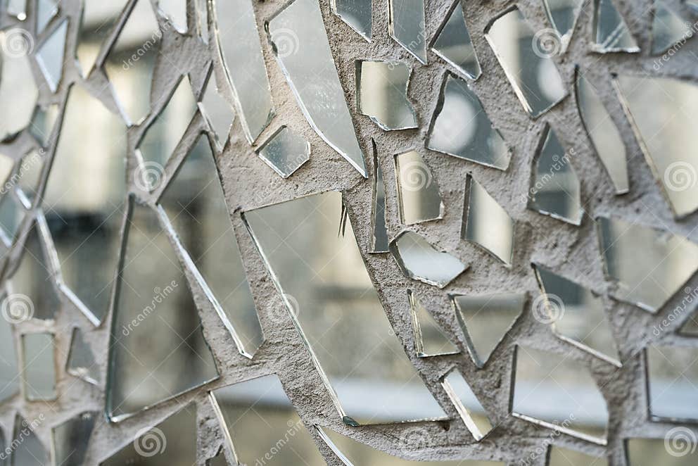 Shards of a Mirror Glass Pattern on a Wall Stock Photo - Image of glass ...