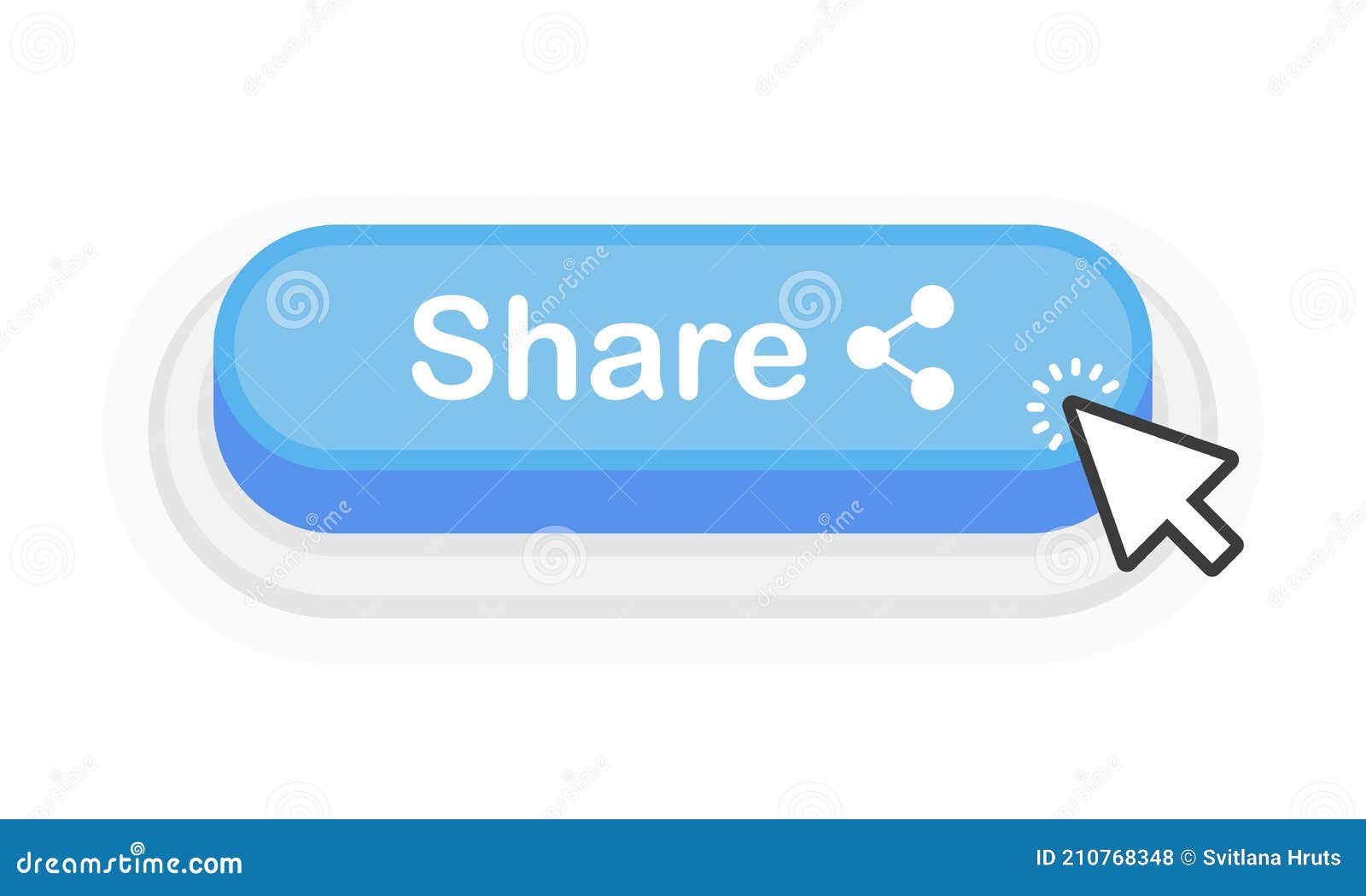 Share Blue 3D Button in Flat Style Isolated on White Background. Vector ...