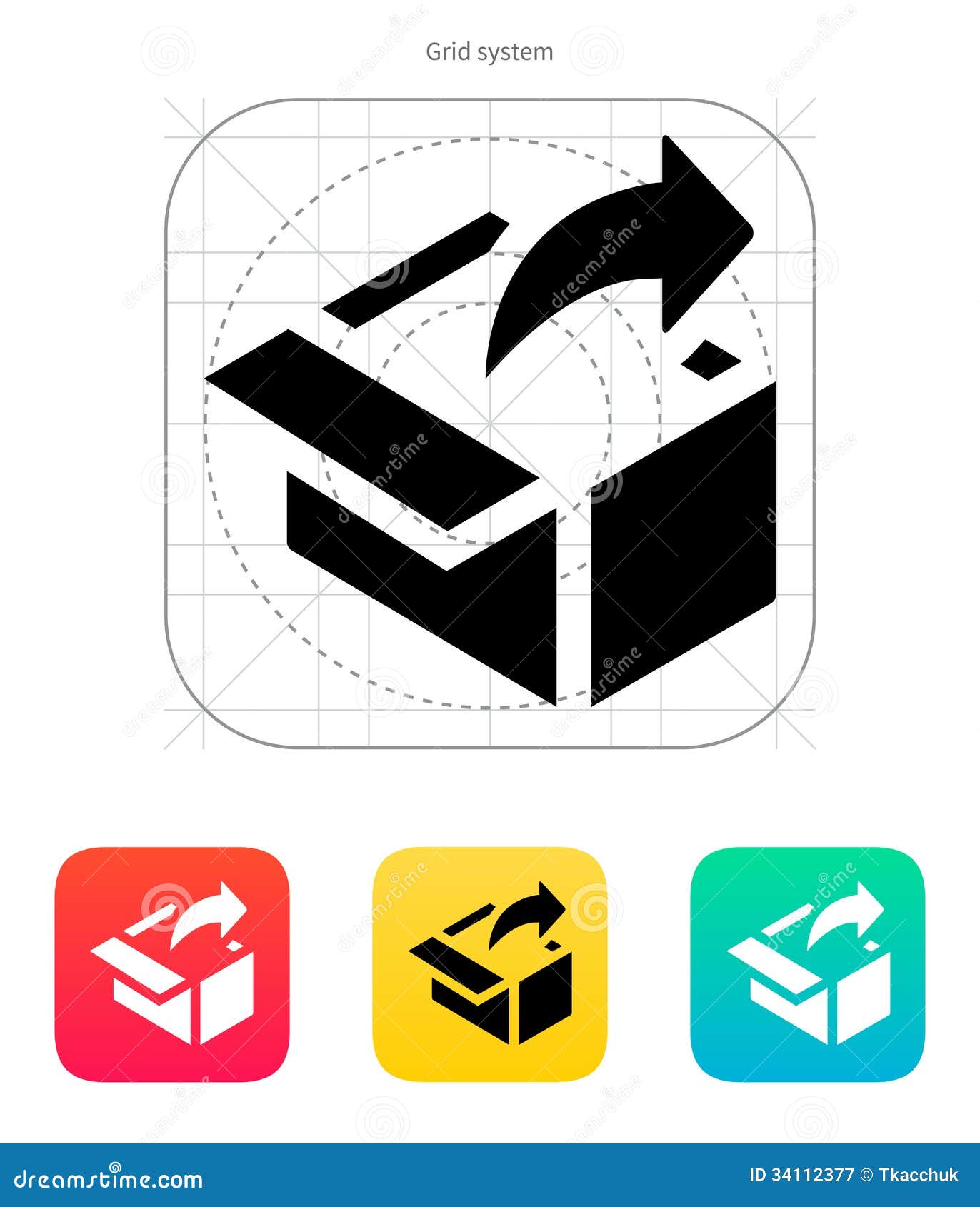 Share from box icon. stock vector. Illustration of container - 34112377