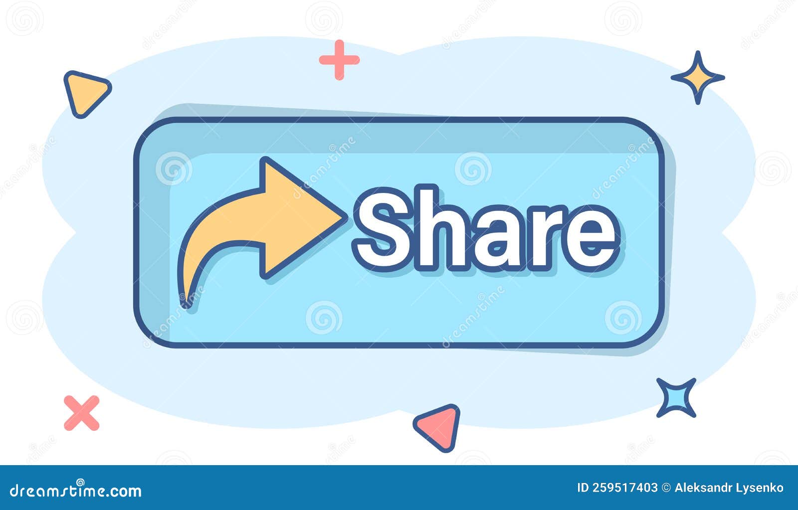 Share Button Icon in Comic Style. Arrow Cartoon Sign Vector ...