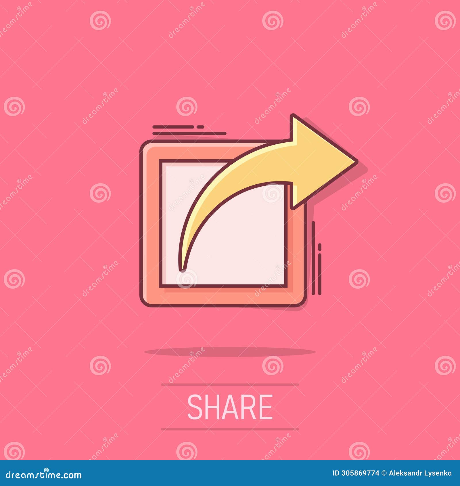 Share Button Icon in Comic Style. Arrow Cartoon Sign Vector ...