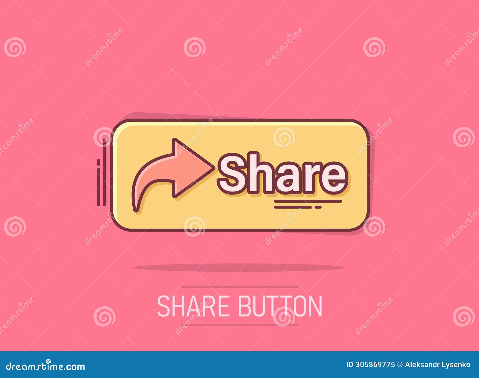 Share Button Icon in Comic Style. Arrow Cartoon Sign Vector ...
