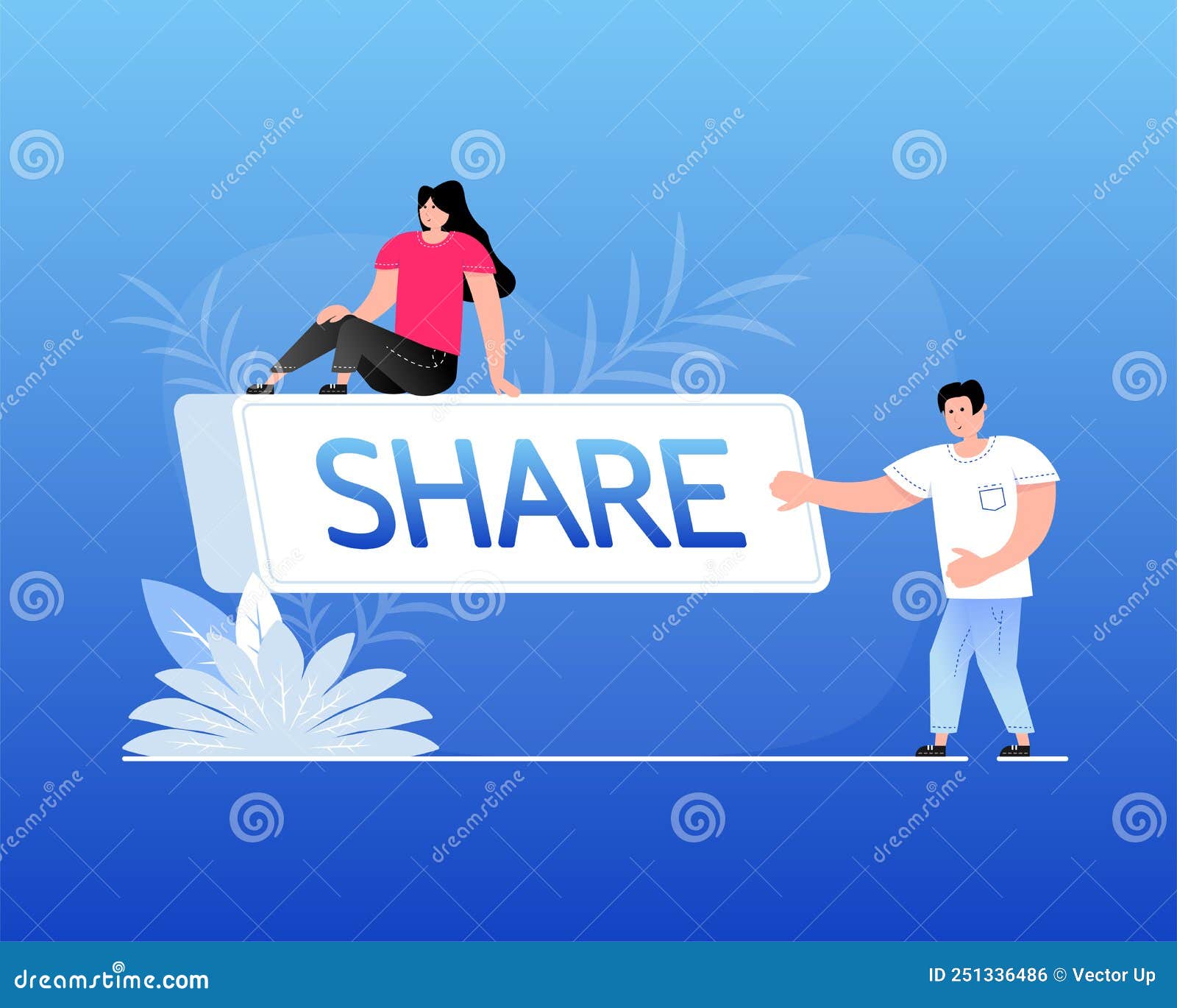 Share Button People. Flat Button. Flat Vector Illustration. Social ...