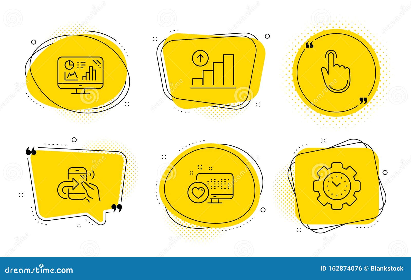 Heart, 3d Chart And Update Relationships Icons Set. Hand Sign. Love ...
