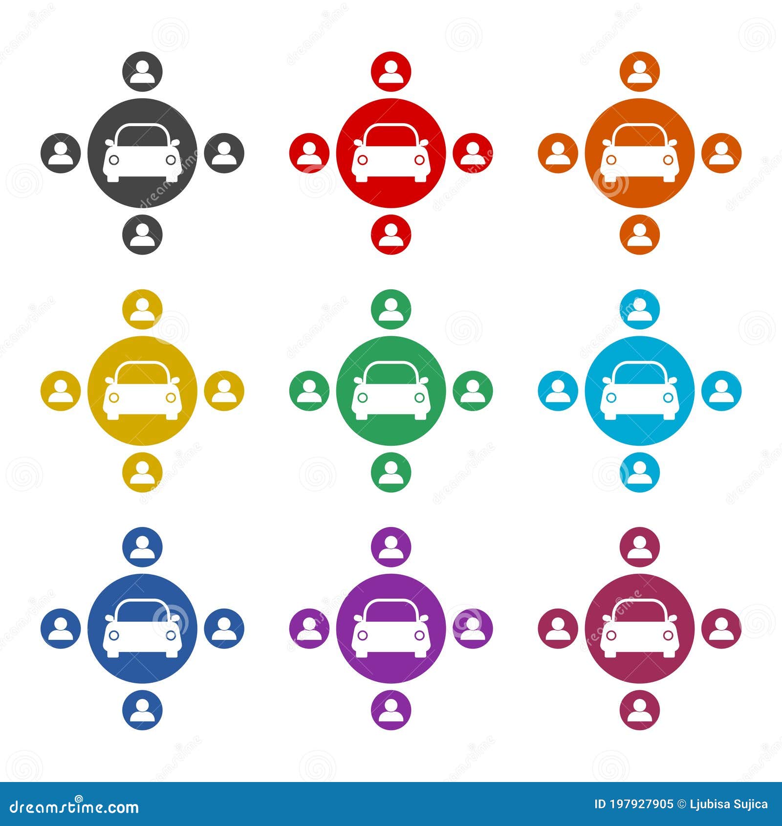 Share a Car Icon, Color Set Stock Vector - Illustration of arrow ...