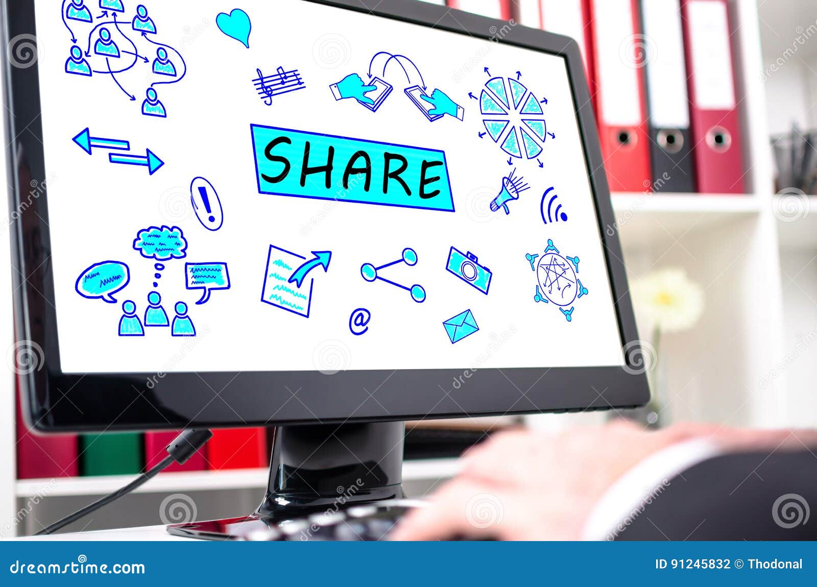 Share Concept on a Computer Screen Stock Photo - Image of connection ...