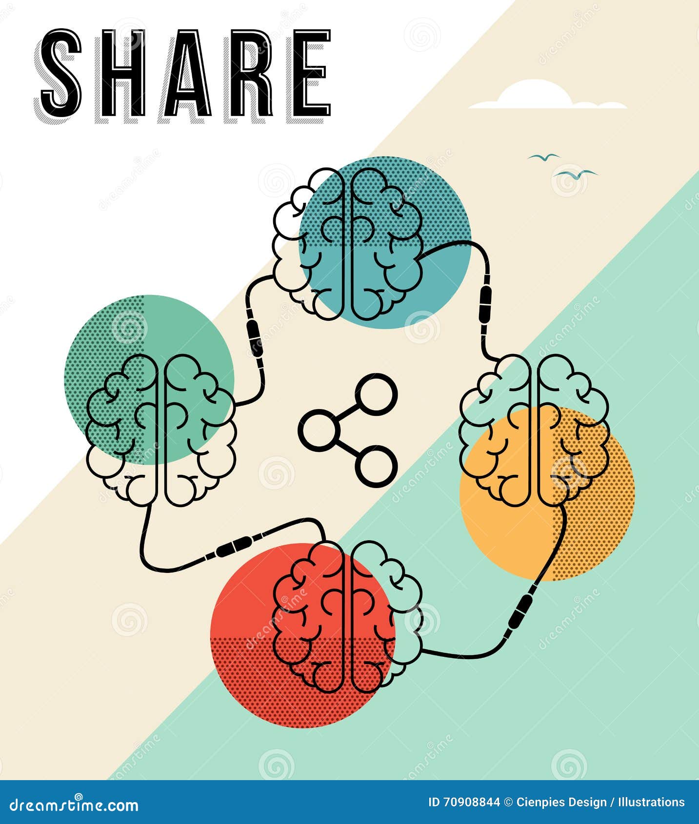 Share Concept with Connected Human Brains Design Stock Vector ...
