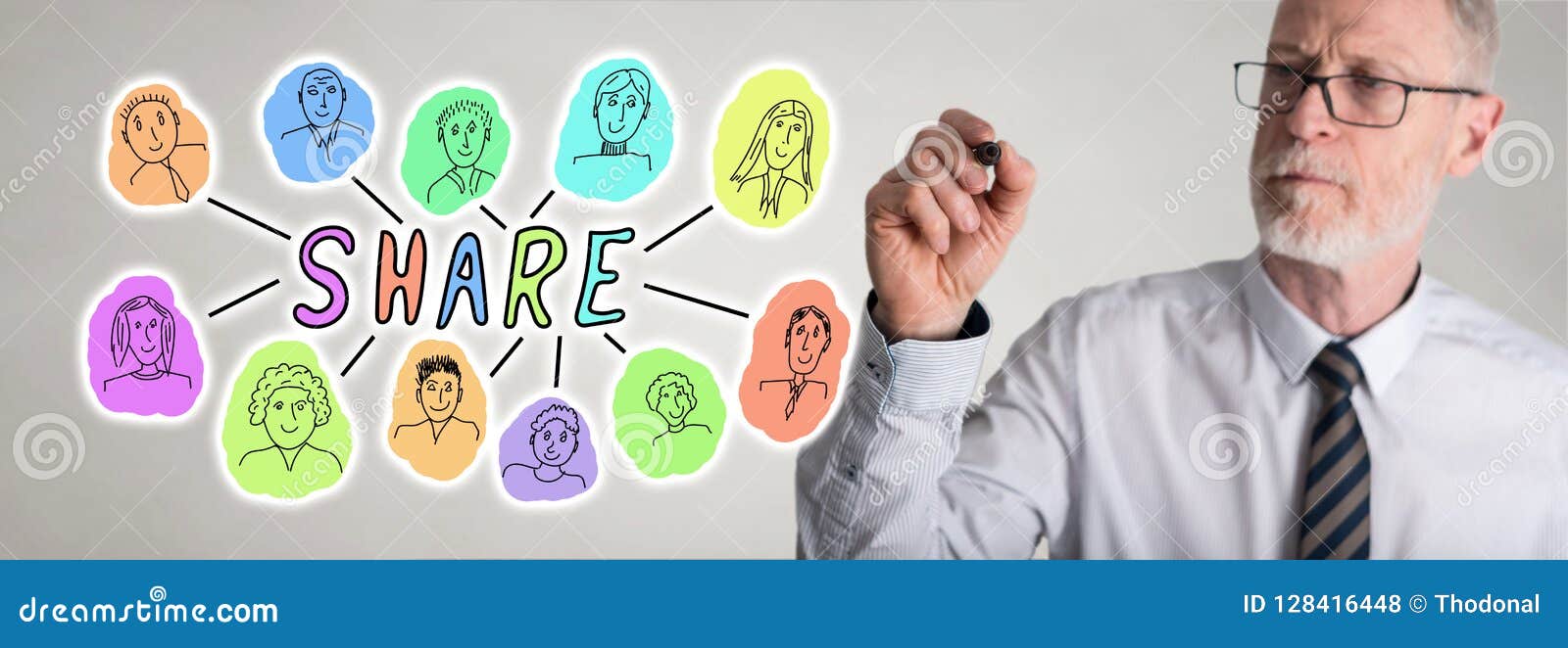 Businessman Drawing Share Concept Stock Photo - Image of concept ...