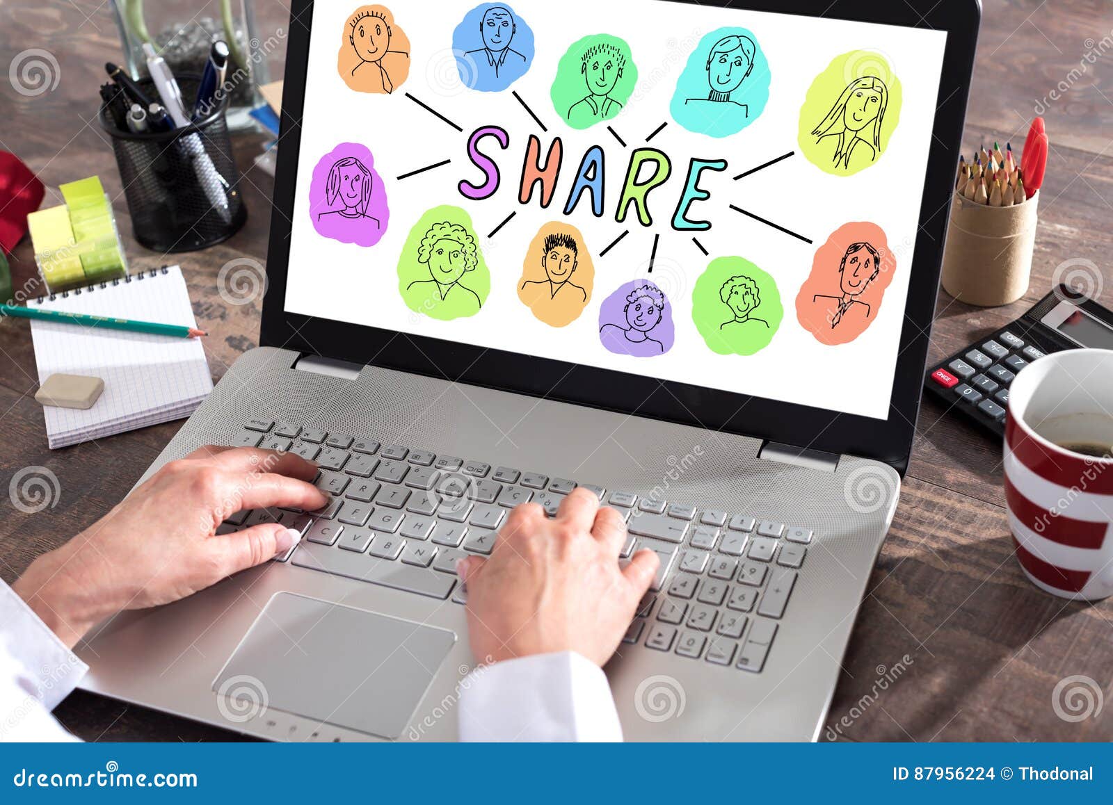 Share Concept on a Laptop Screen Stock Photo - Image of concept ...