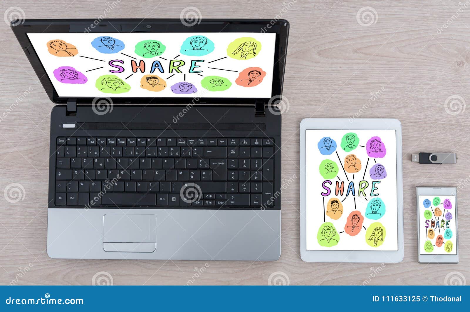 Share Concept on Different Devices Stock Image - Image of information ...