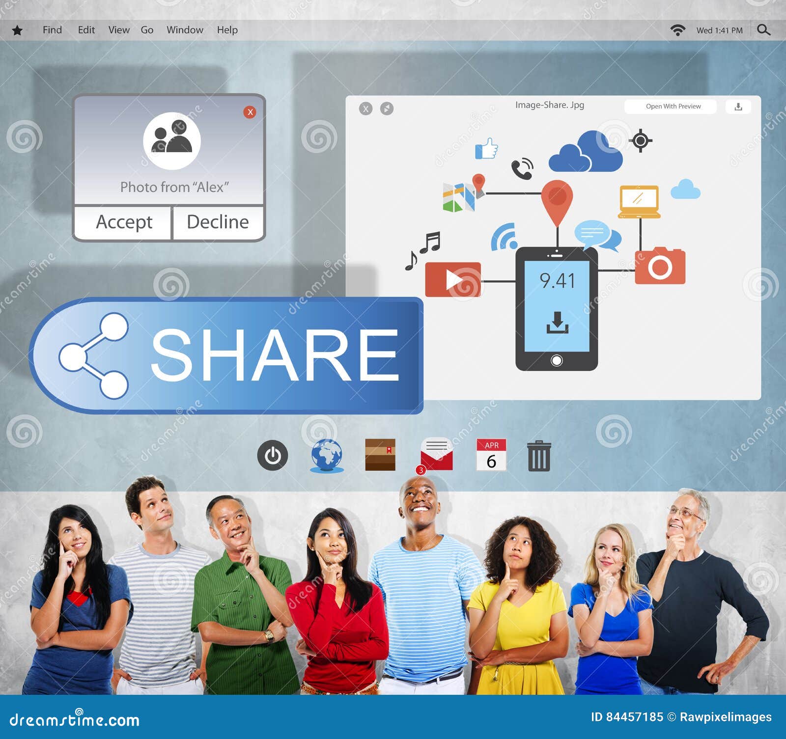 Share Connect Communicate Transfer Cloud Concept Stock Image - Image of ...