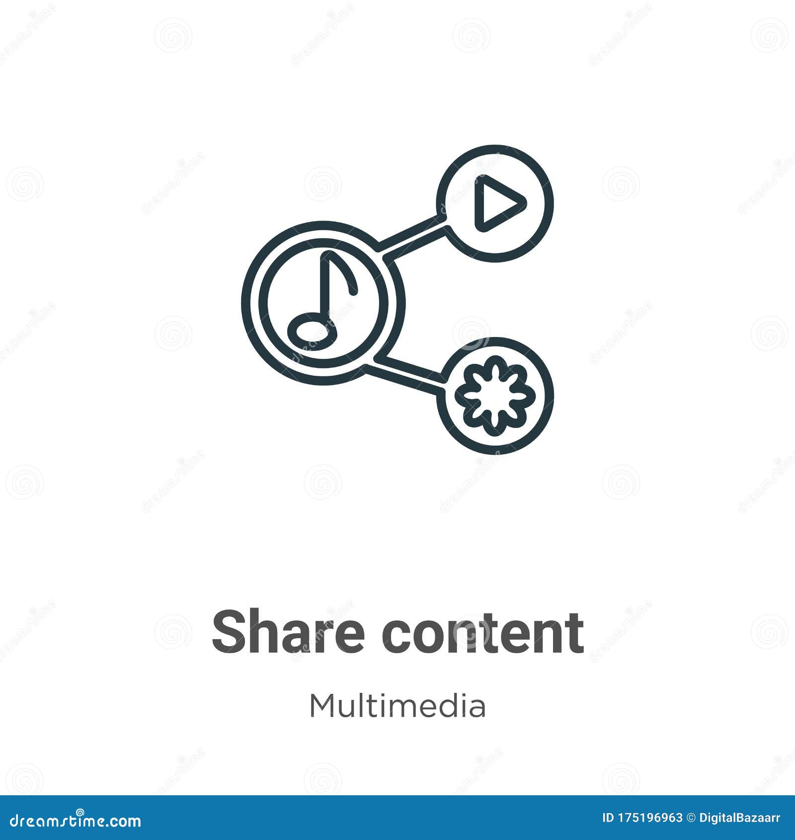 Share Content Outline Vector Icon. Thin Line Black Share Content Icon ...