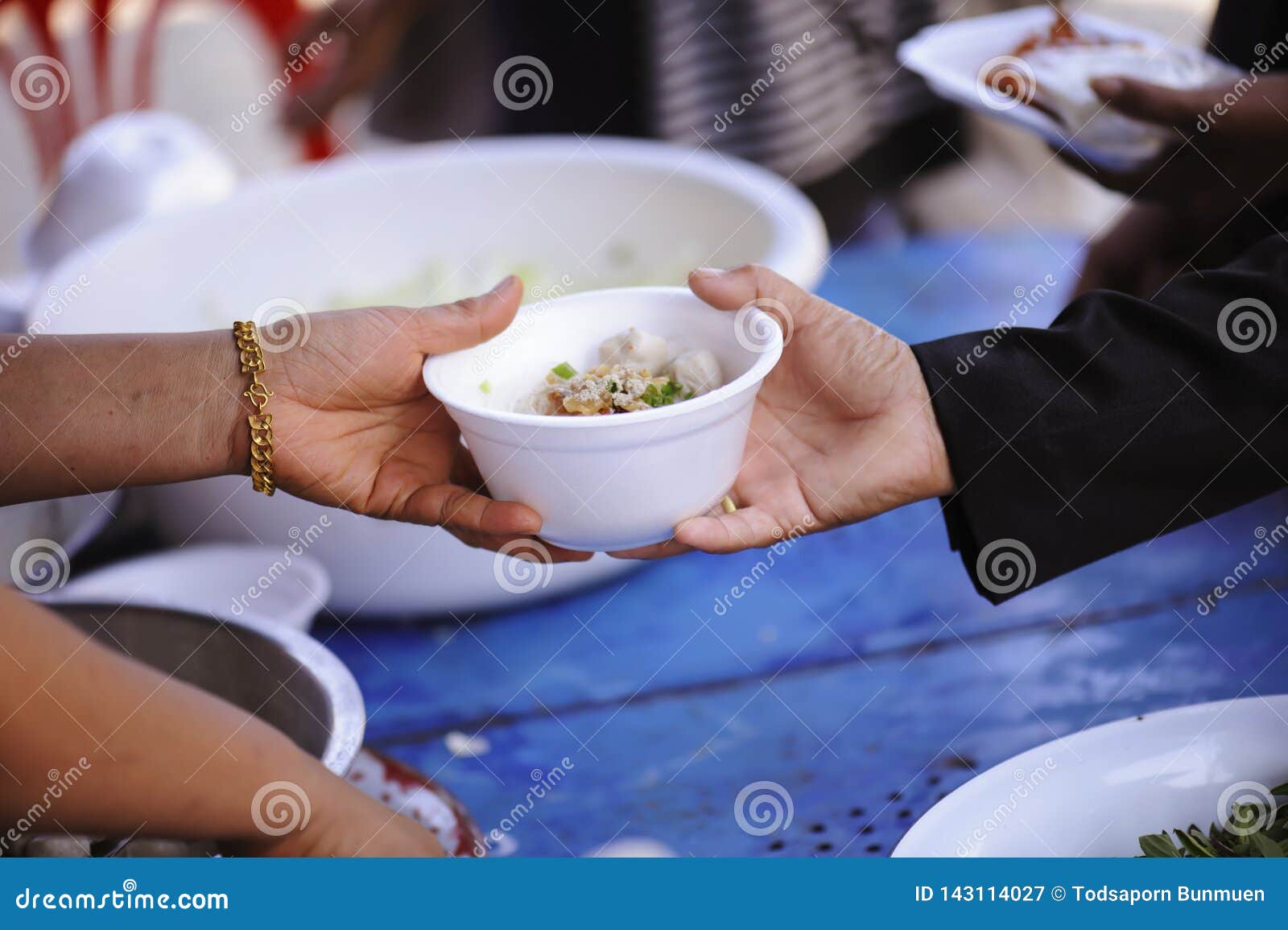 Share Food from Hand To Hand with Donations Stock Image - Image of work ...