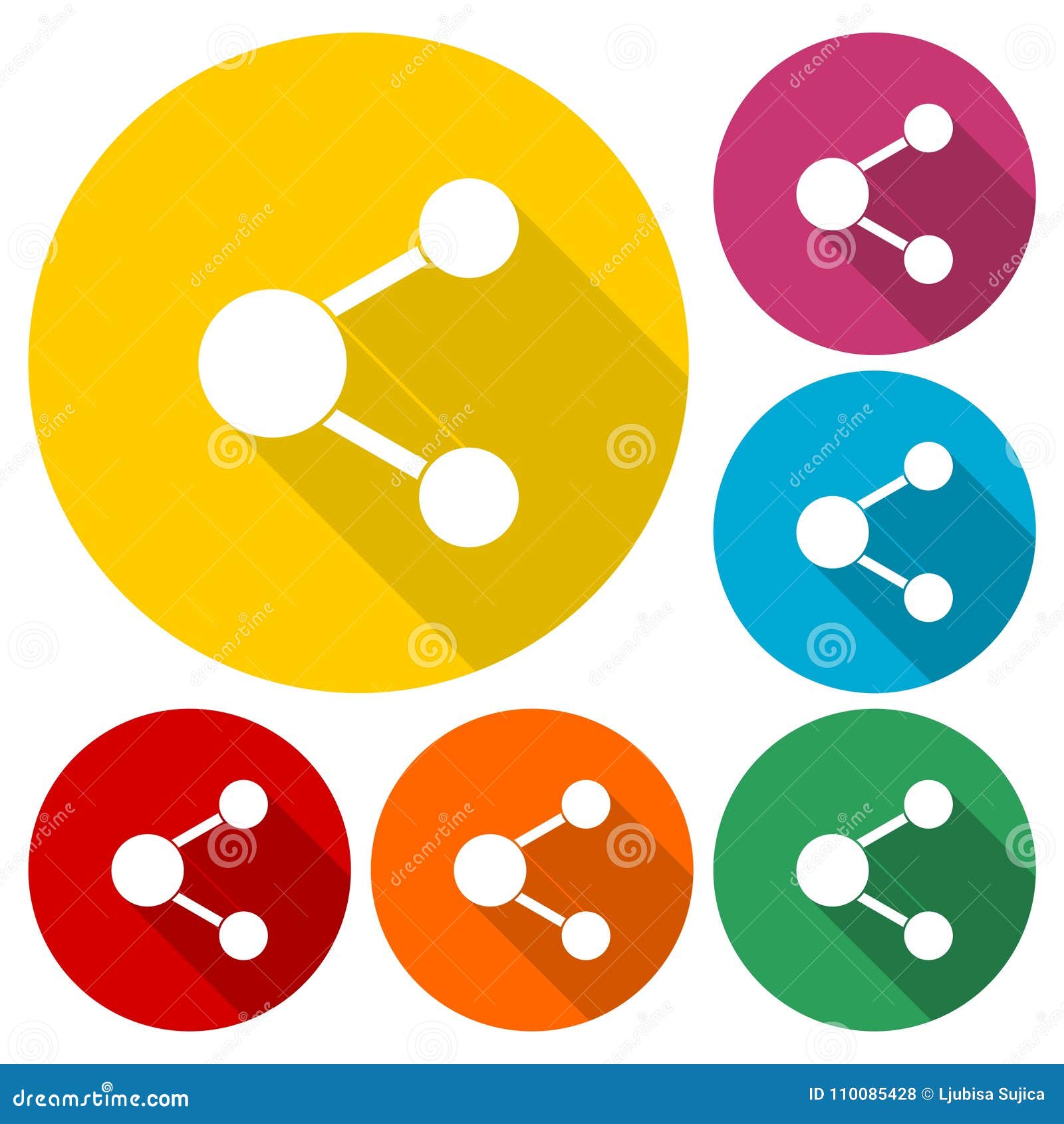 Share Icons Set with Long Shadow Stock Vector - Illustration of open ...