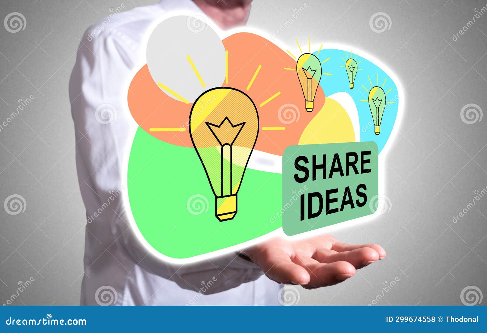 Share Ideas Concept Above a Human Hand Stock Photo - Image of ...