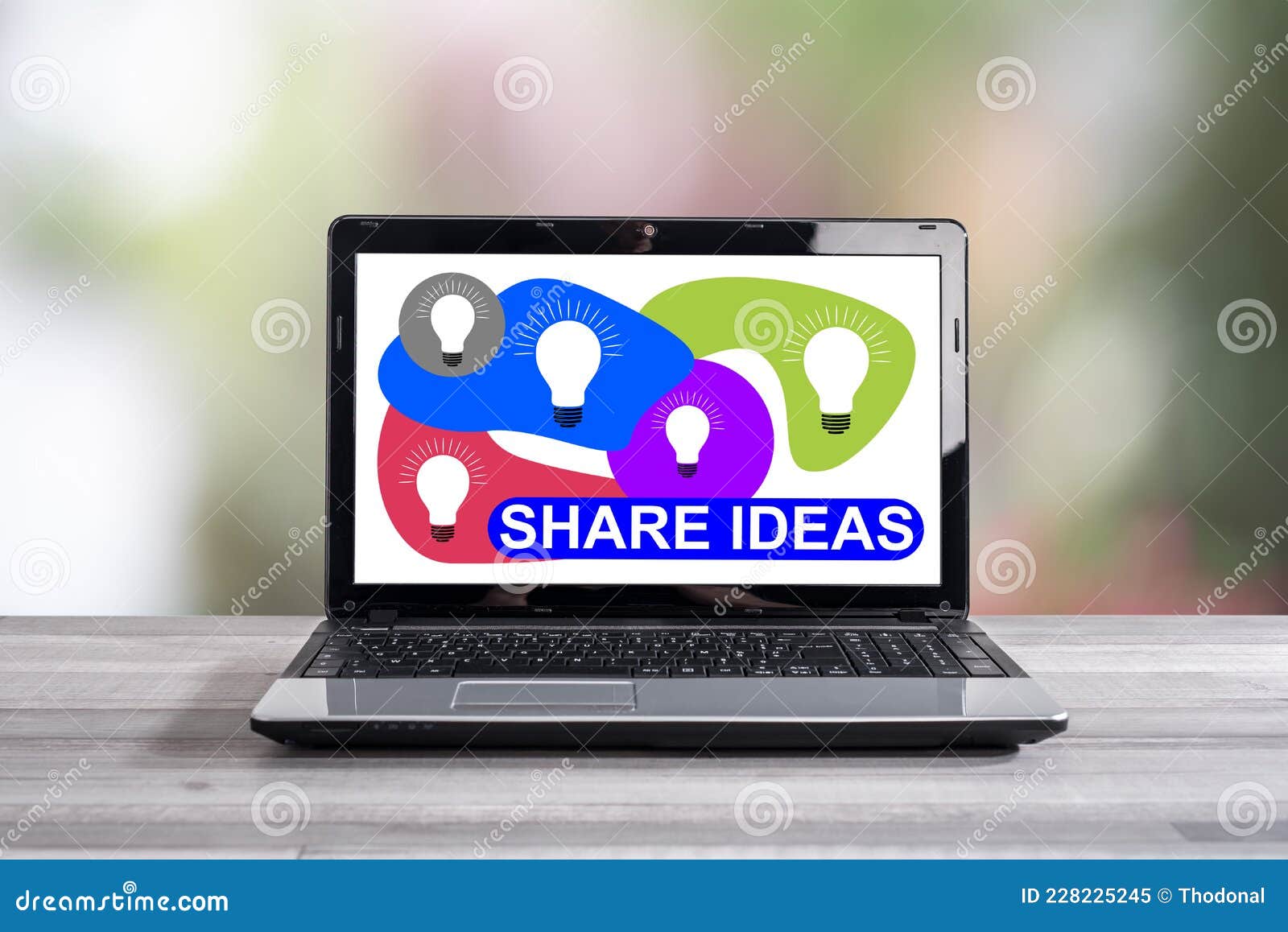 Share Ideas Concept on a Laptop Screen Stock Image - Image of group ...