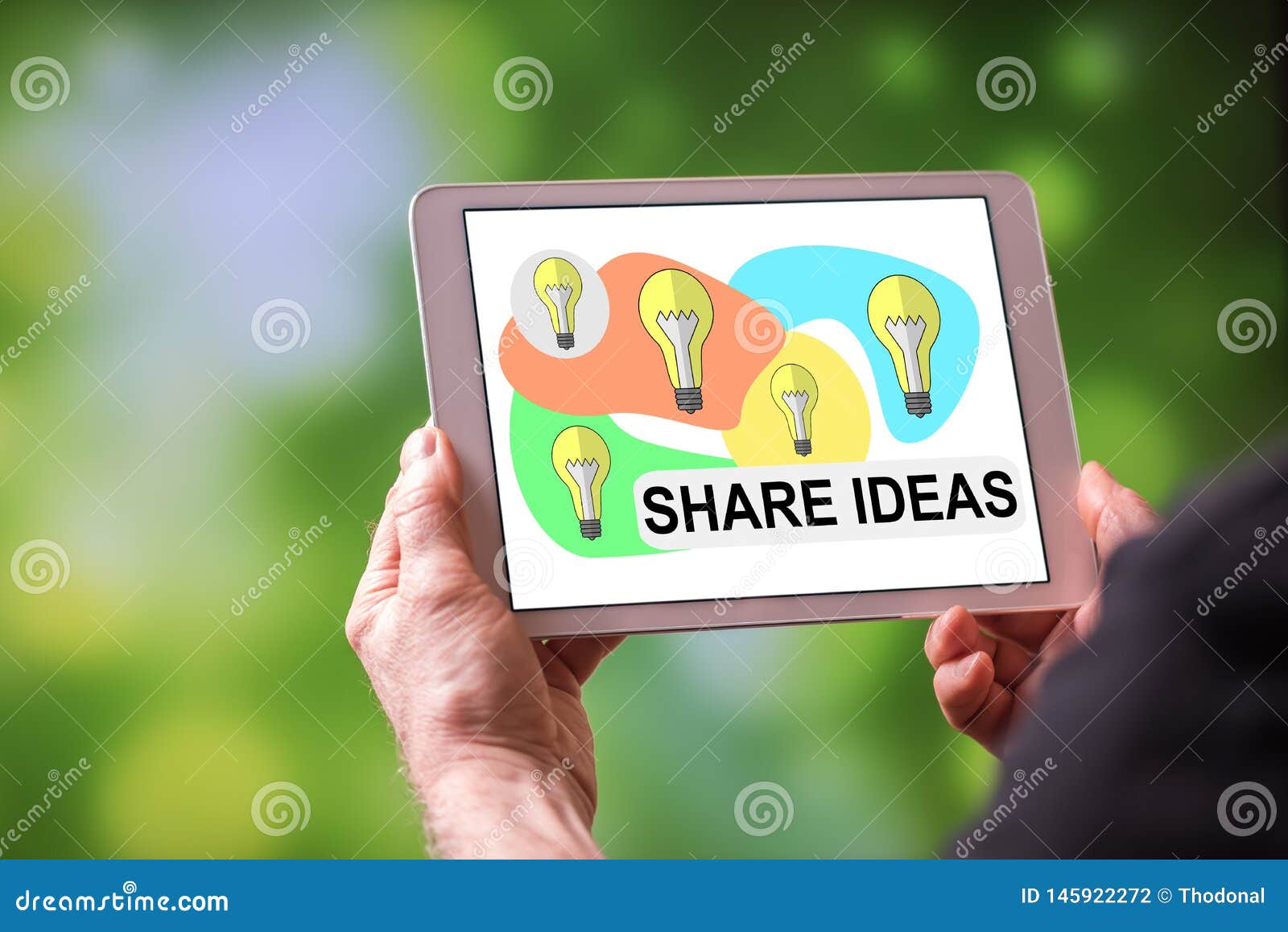 Share Ideas Concept on a Tablet Stock Photo - Image of tablet ...