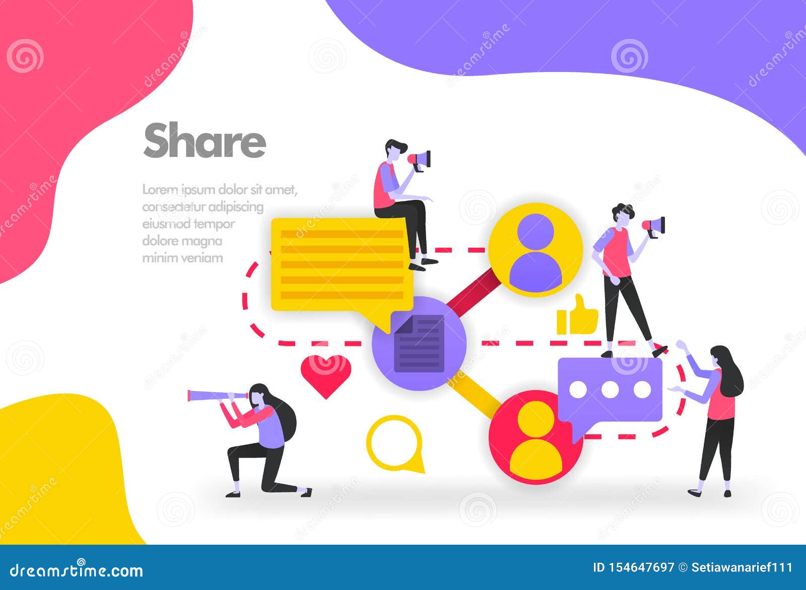 Share Illustration Concept, Sharing Work Files and Documents. Modern ...