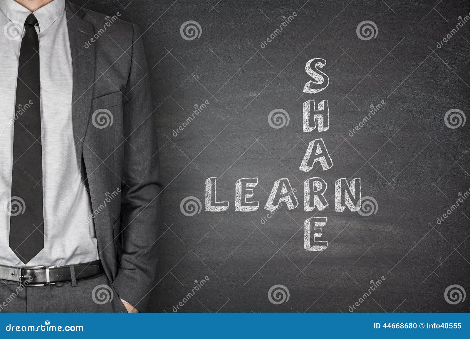 Share & Learn on Blackboard Stock Photo - Image of background ...