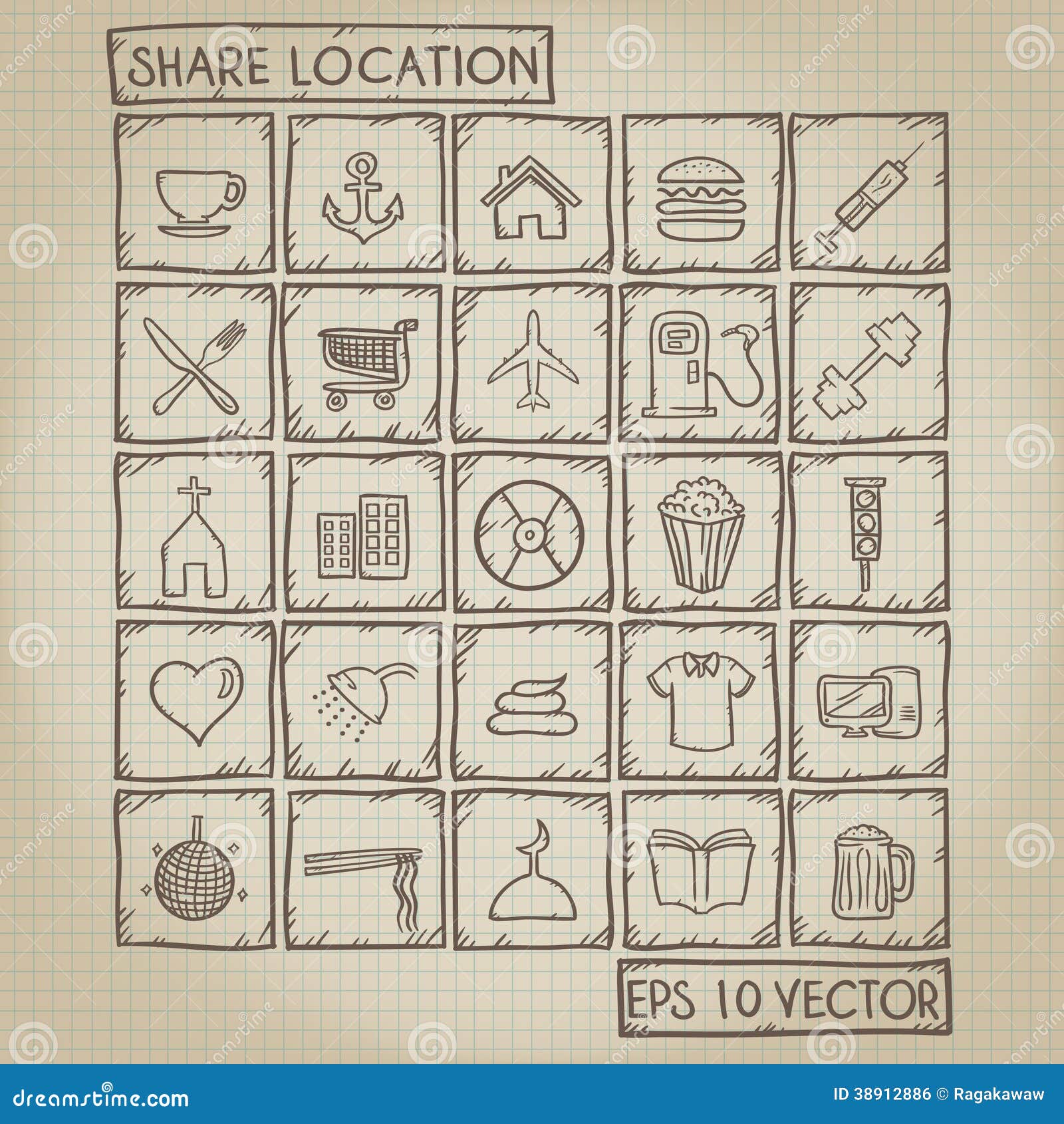 Share Location Icon Doodle Set Stock Vector - Illustration of isolated ...