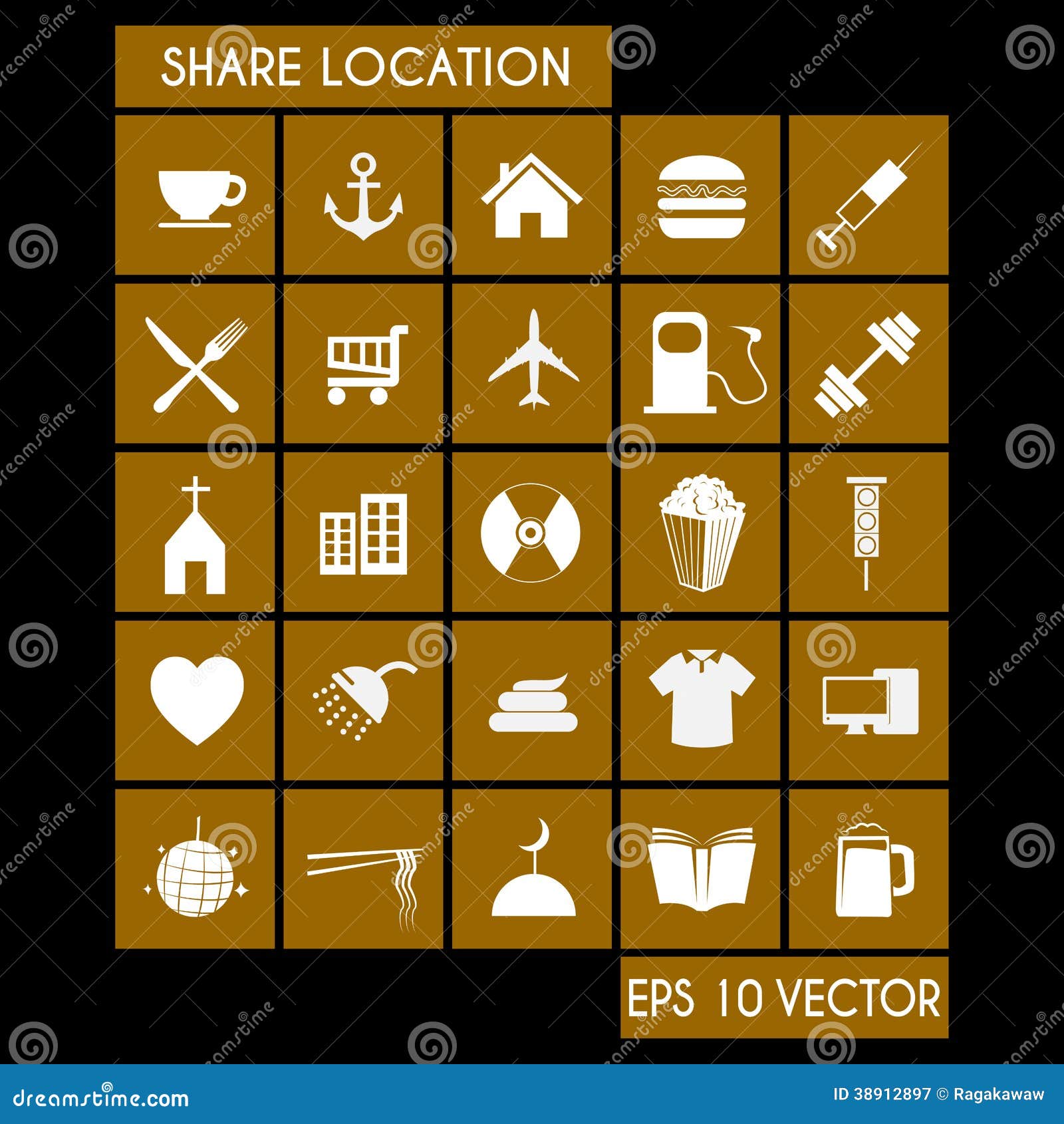 Share Location Icon Set stock vector. Illustration of direction - 38912897