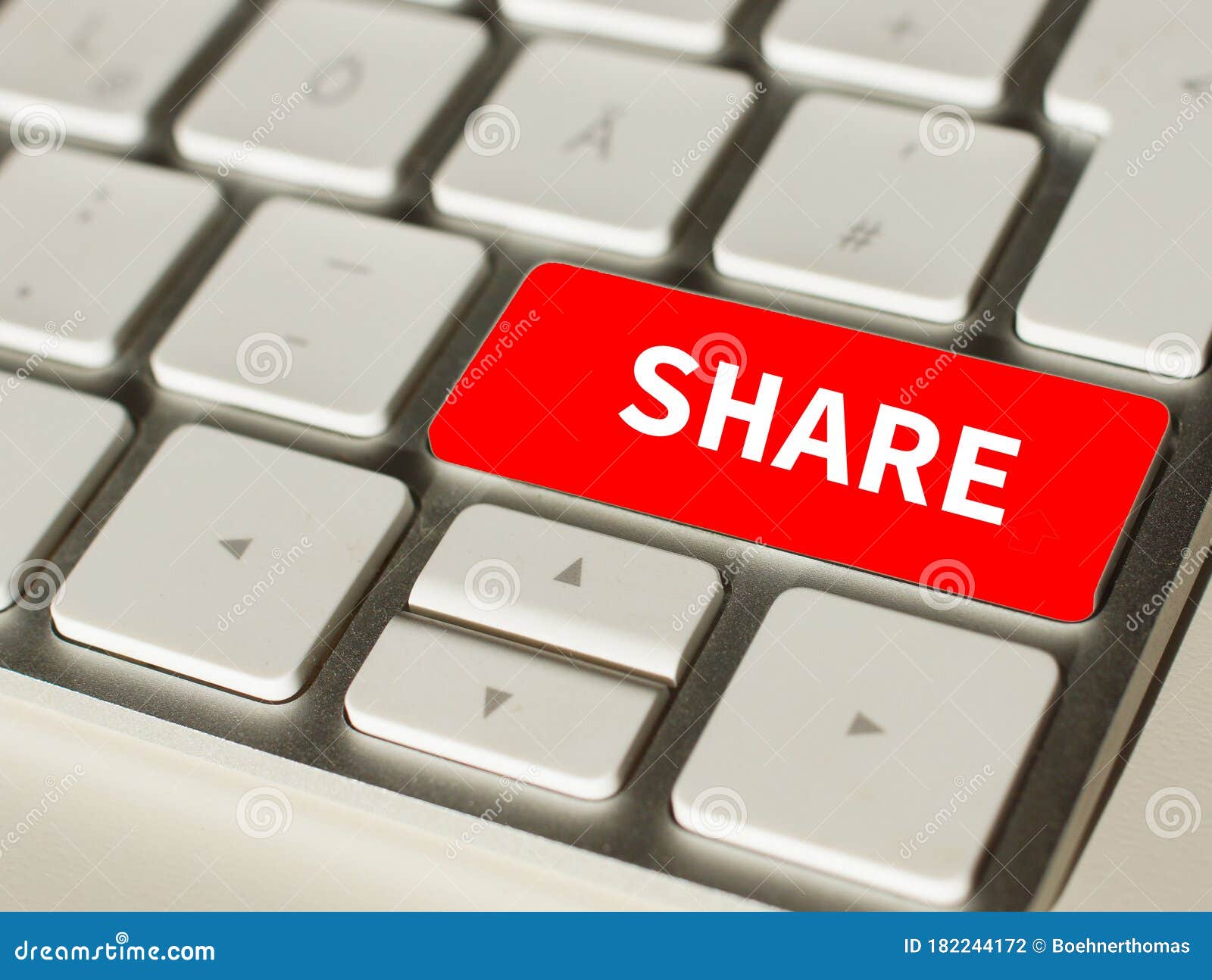 Share on Red Button of a Keyboard Stock Photo - Image of adult ...