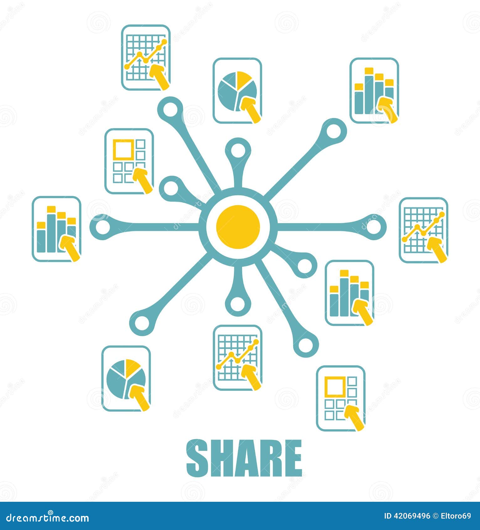 Share Sign with Abstract Document Icons Stock Vector - Illustration of ...
