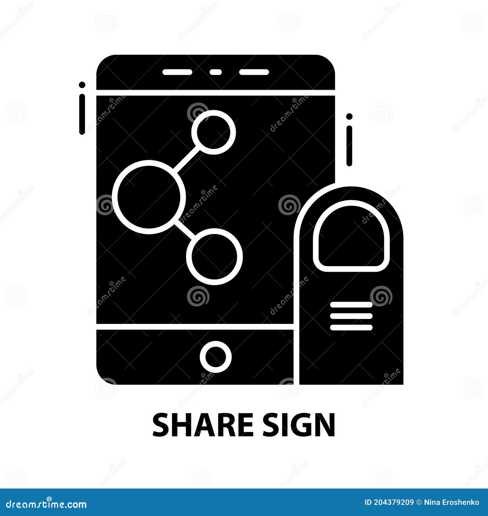 Share Sign Icon, Black Vector Sign with Editable Strokes, Concept ...