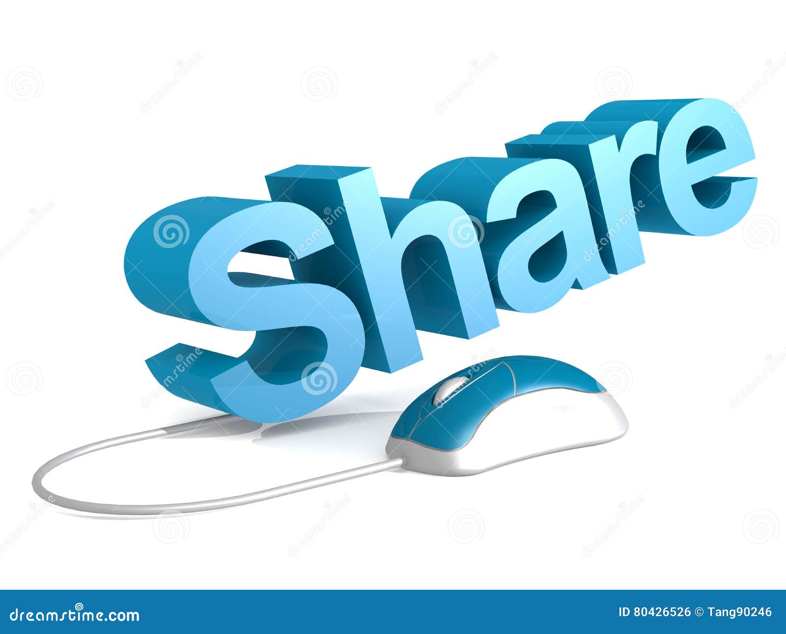 Share word with blue mouse stock illustration. Illustration of social ...