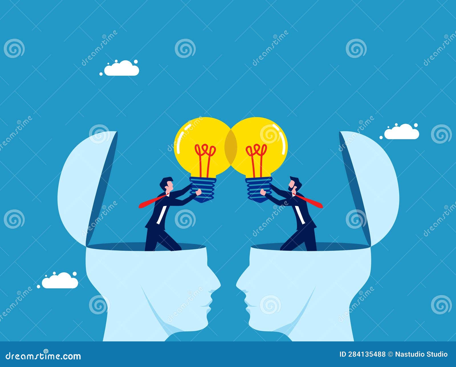 Share Work Knowledge. Business People Share Light Bulb Ideas Stock ...