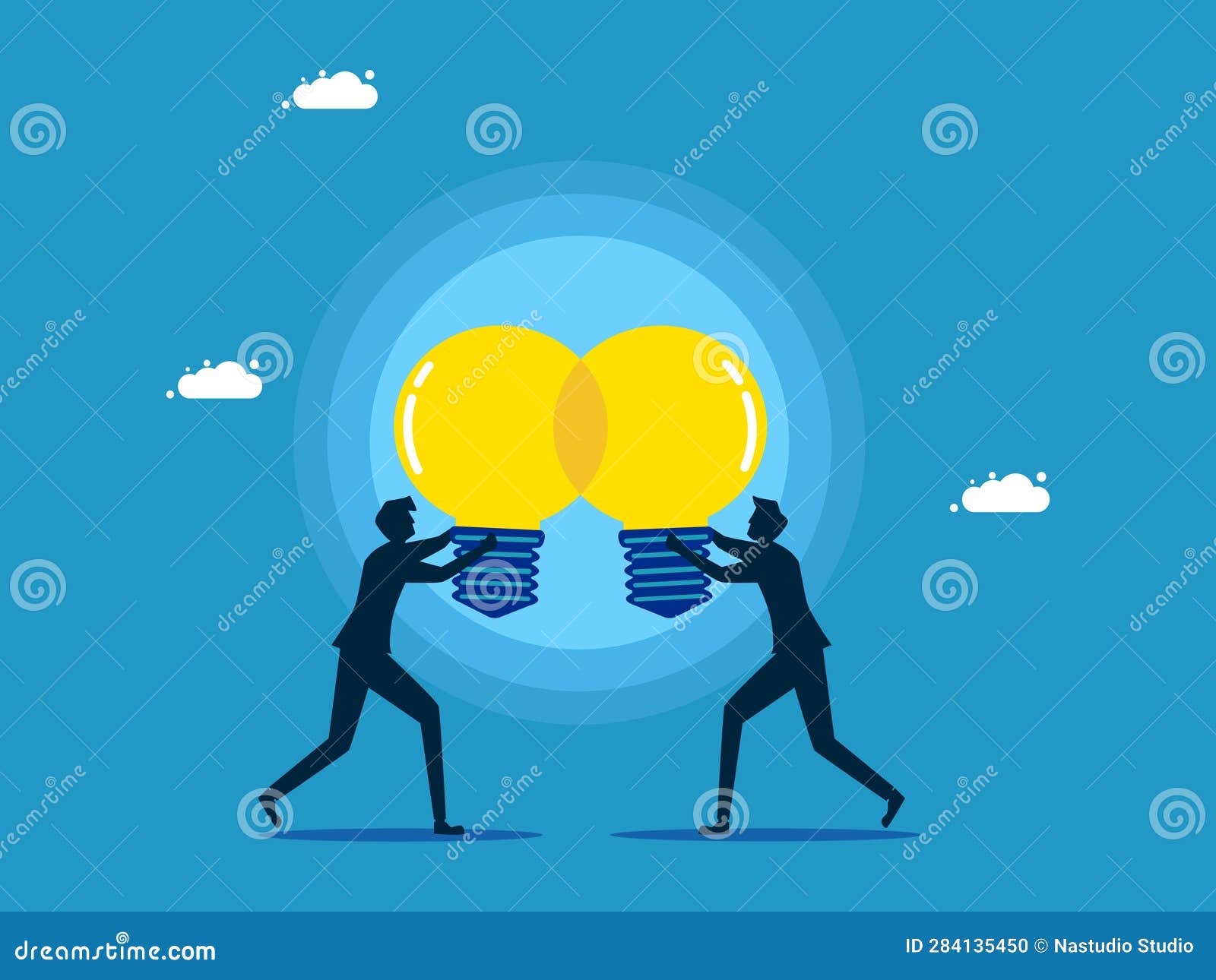 Share Work Knowledge. Business People Share Light Bulb Ideas Stock ...