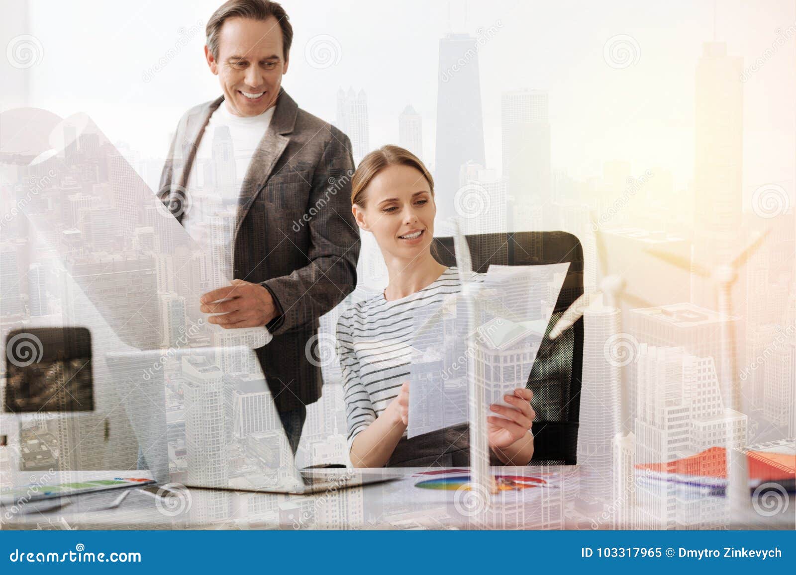Positive Engineers Working on the Eco Project Stock Image - Image of ...