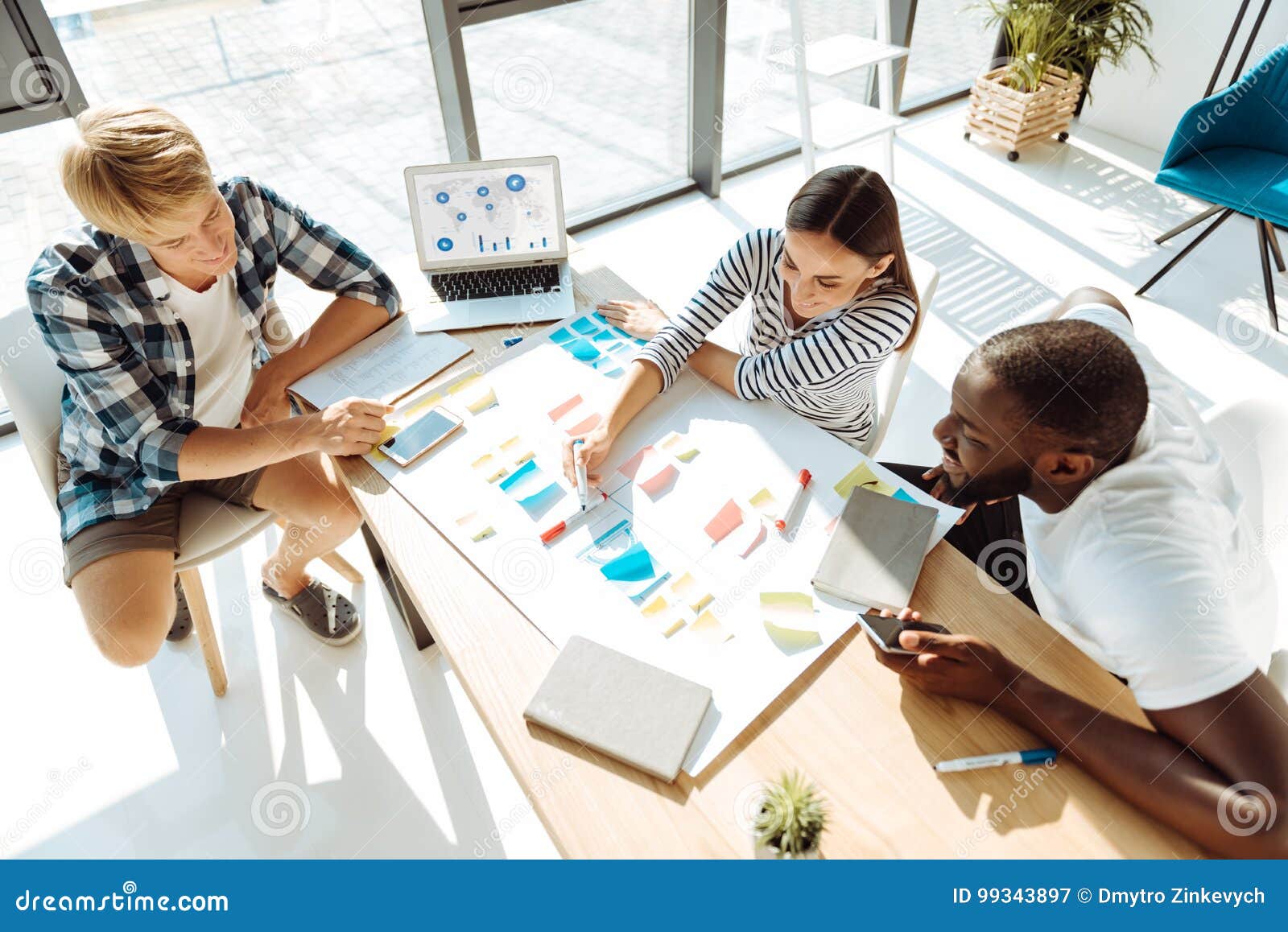 Top View of Positive Young People Working on One Project Stock Image ...