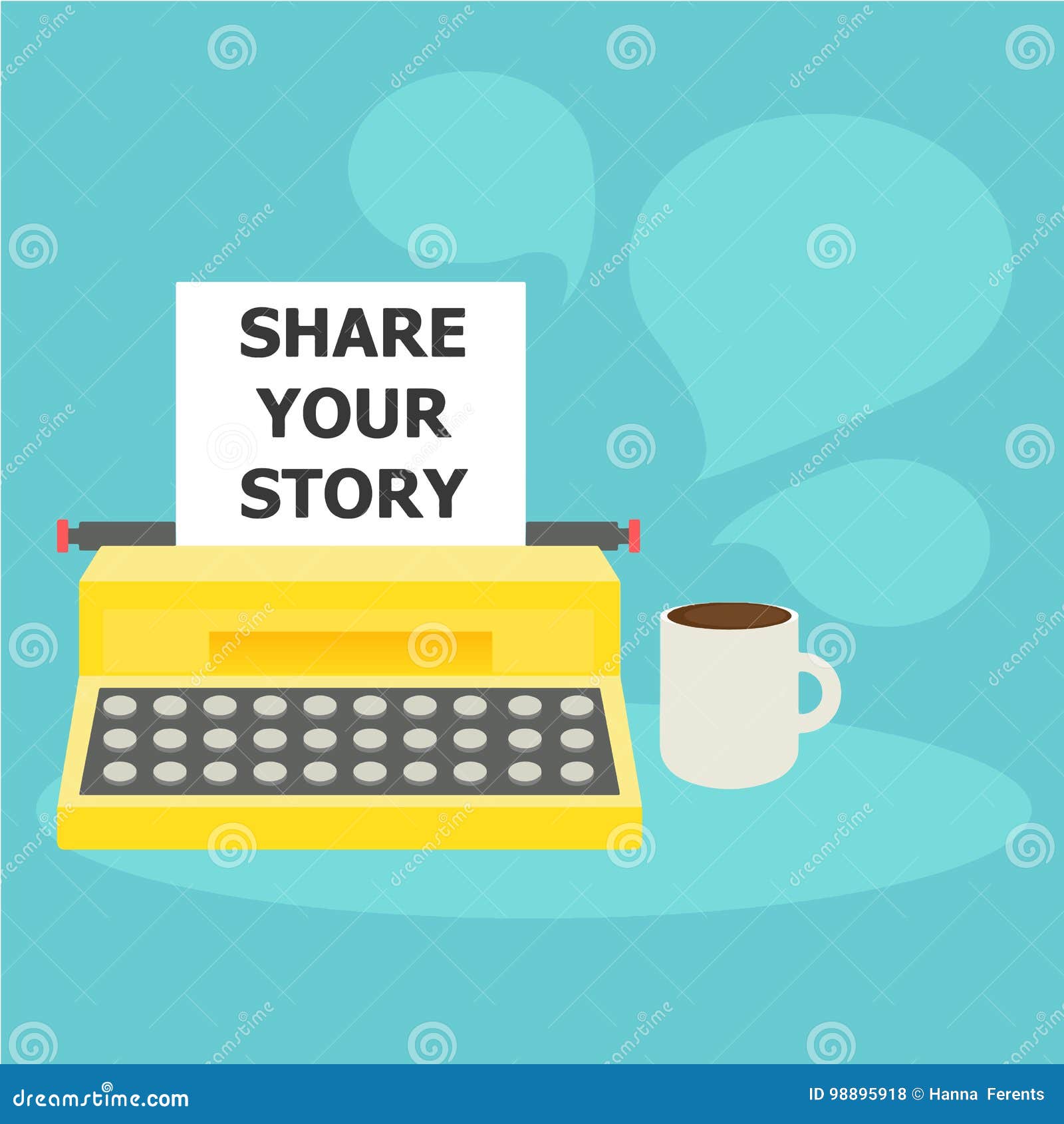 Share Your Story Banner. a Typewriter with Paper and Text and Coffee ...