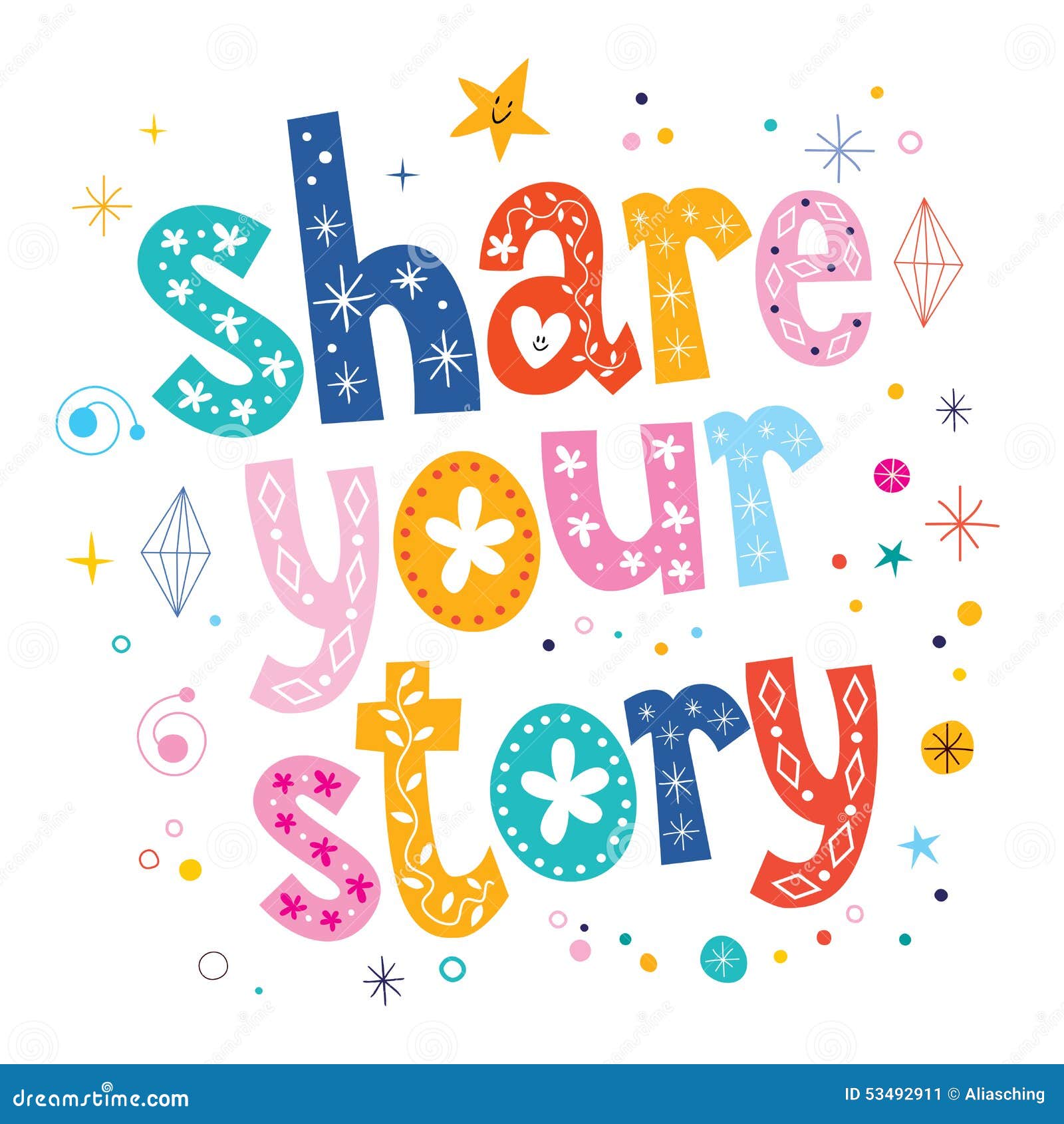 Share Your Story Decorative Lettering Text Stock Vector - Illustration ...