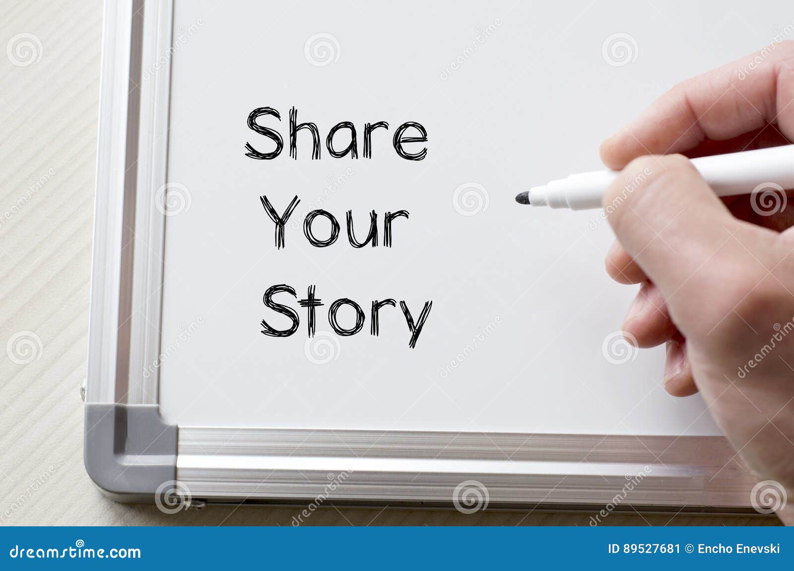 Share Your Story Written on Whiteboard Stock Image - Image of ...