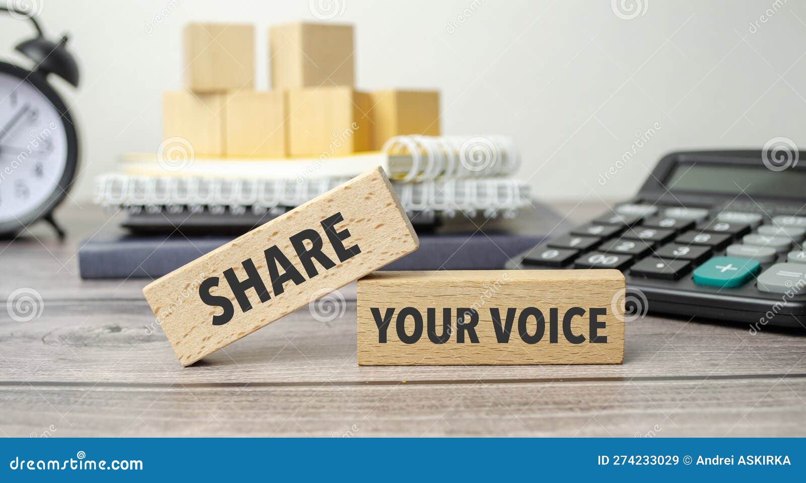Share Your Voice on the Work Table and Alarm Clock Stock Image - Image ...