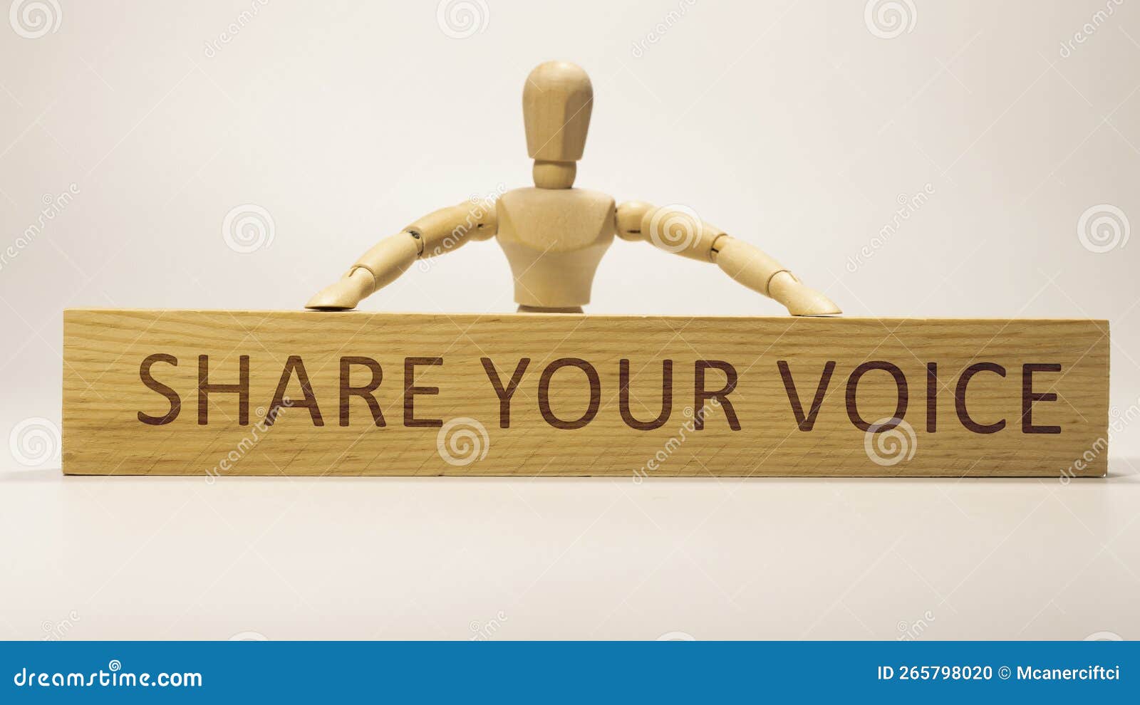 Share Your Voice Writing on Wooden Surface. Wooden Concept Stock Photo ...