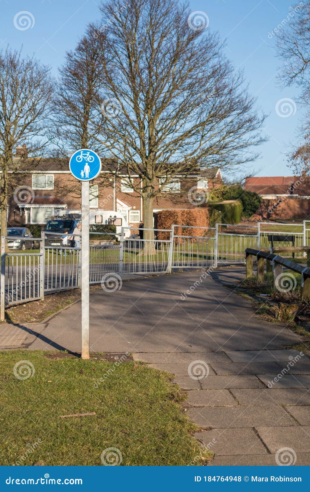 Shared Cycle And Pedestrian Pathway With Worn Signage Stock Photo ...