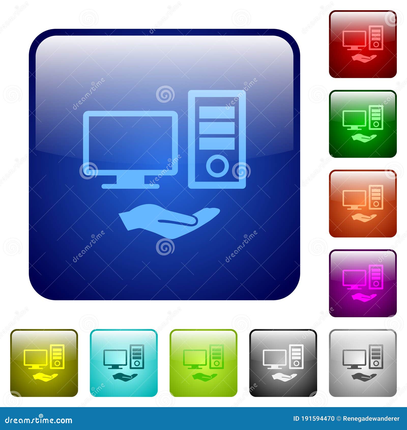 Shared Computer Color Square Buttons Stock Vector - Illustration of ...