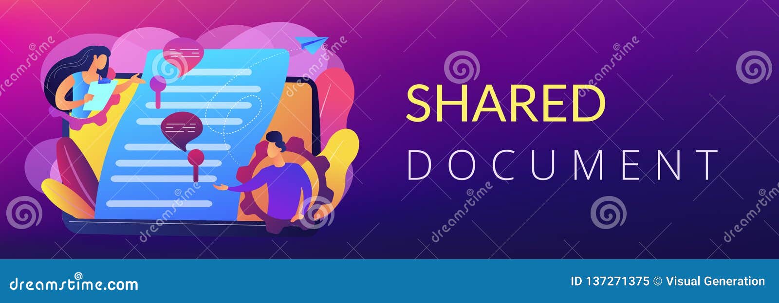 Shared Document Concept Banner Header. Stock Vector - Illustration of ...