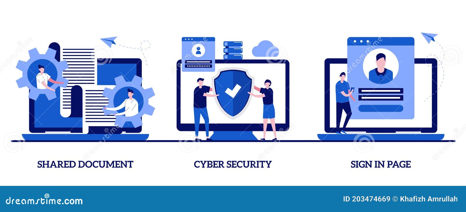 Shared Document, Cyber Security, Sign in Page Concept with Character. Cloud Service Access ...