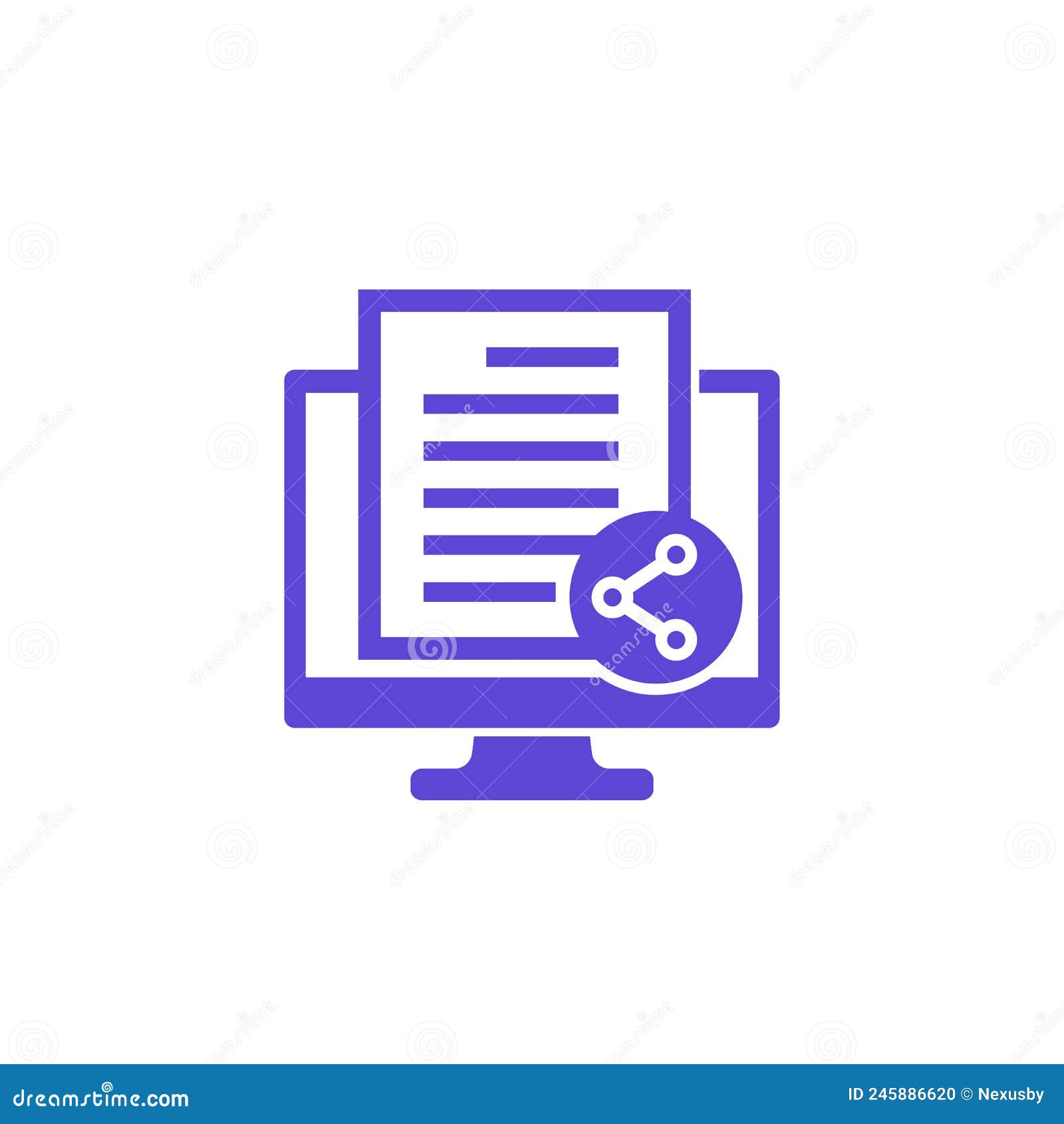 Shared Document Vector Icon on White Stock Vector - Illustration of ...