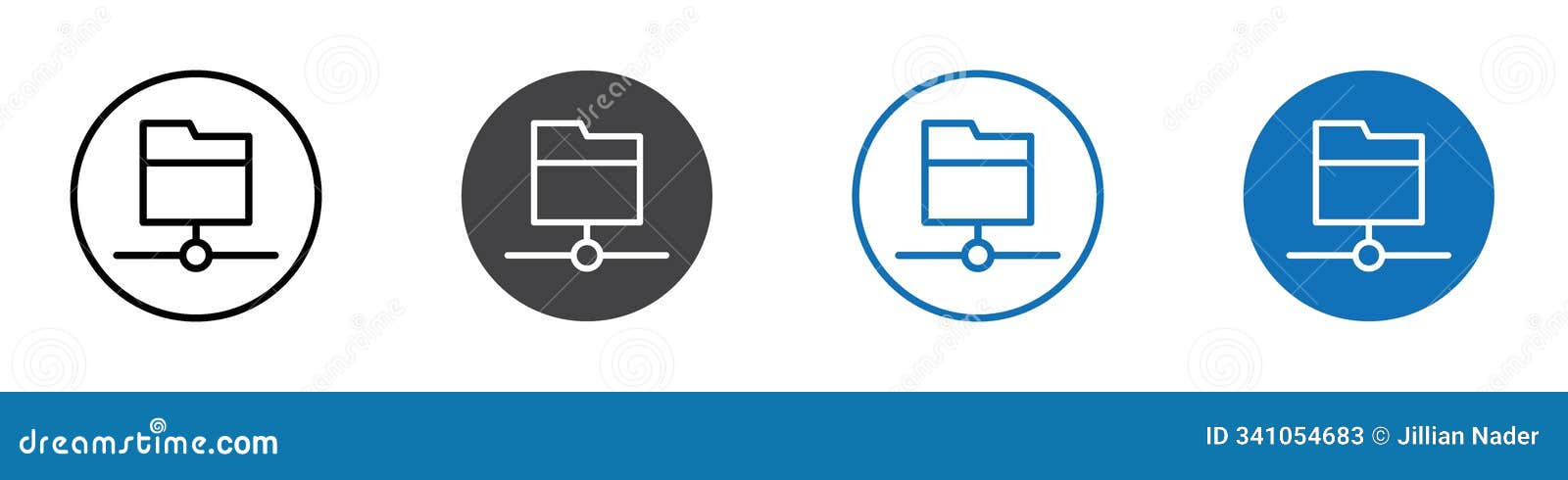 Shared Folder Icon Isolated on White Background Vector Set Stock ...