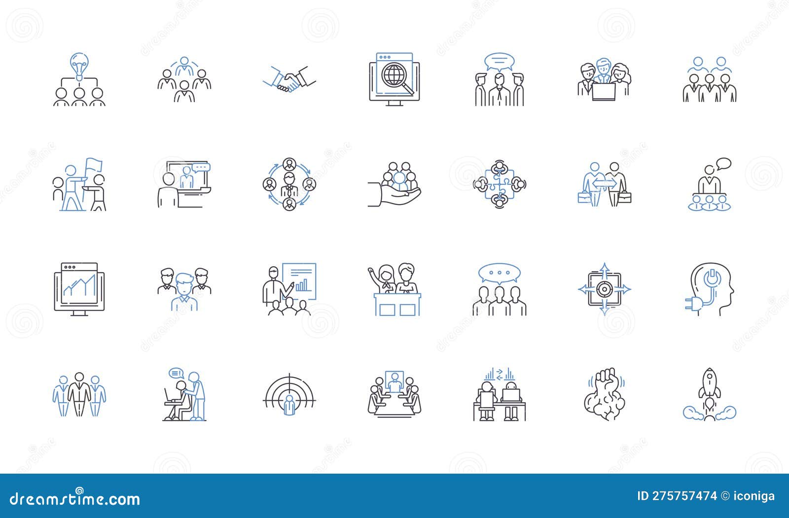 Shared Labor Line Icons Collection. Collaboration, Cooperation ...